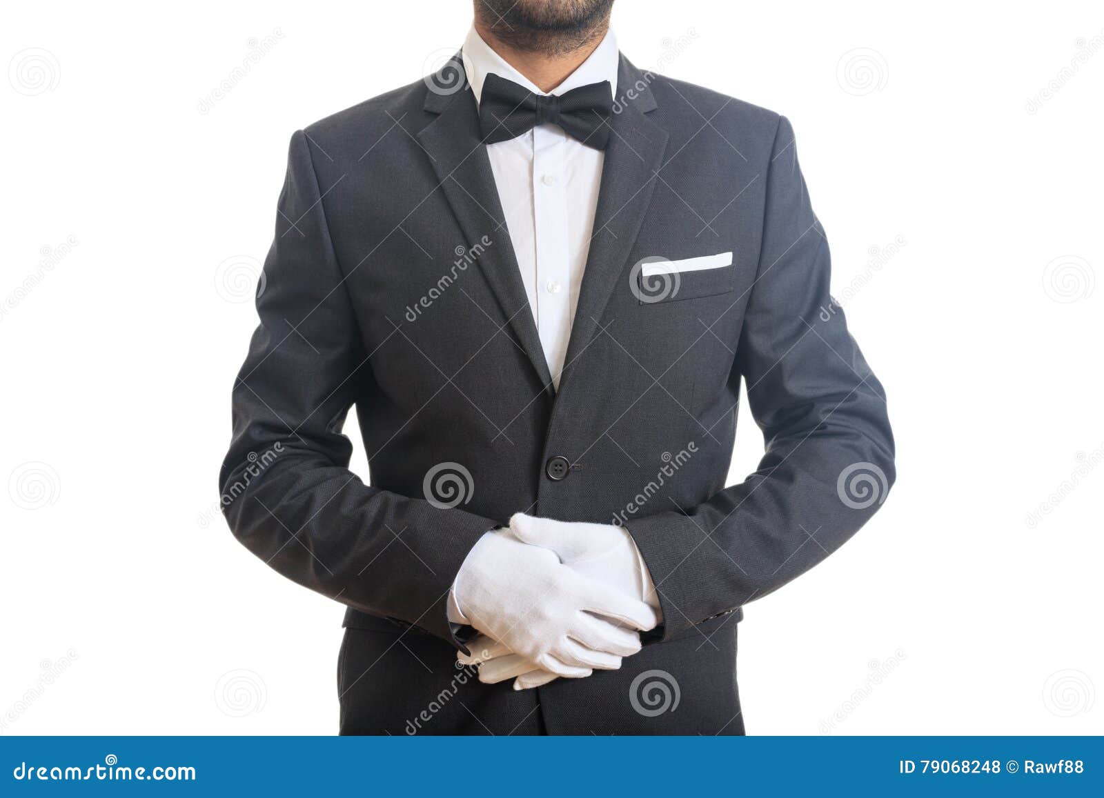 Waiter with bow tie stock photo. Image of restaurant - 79068248