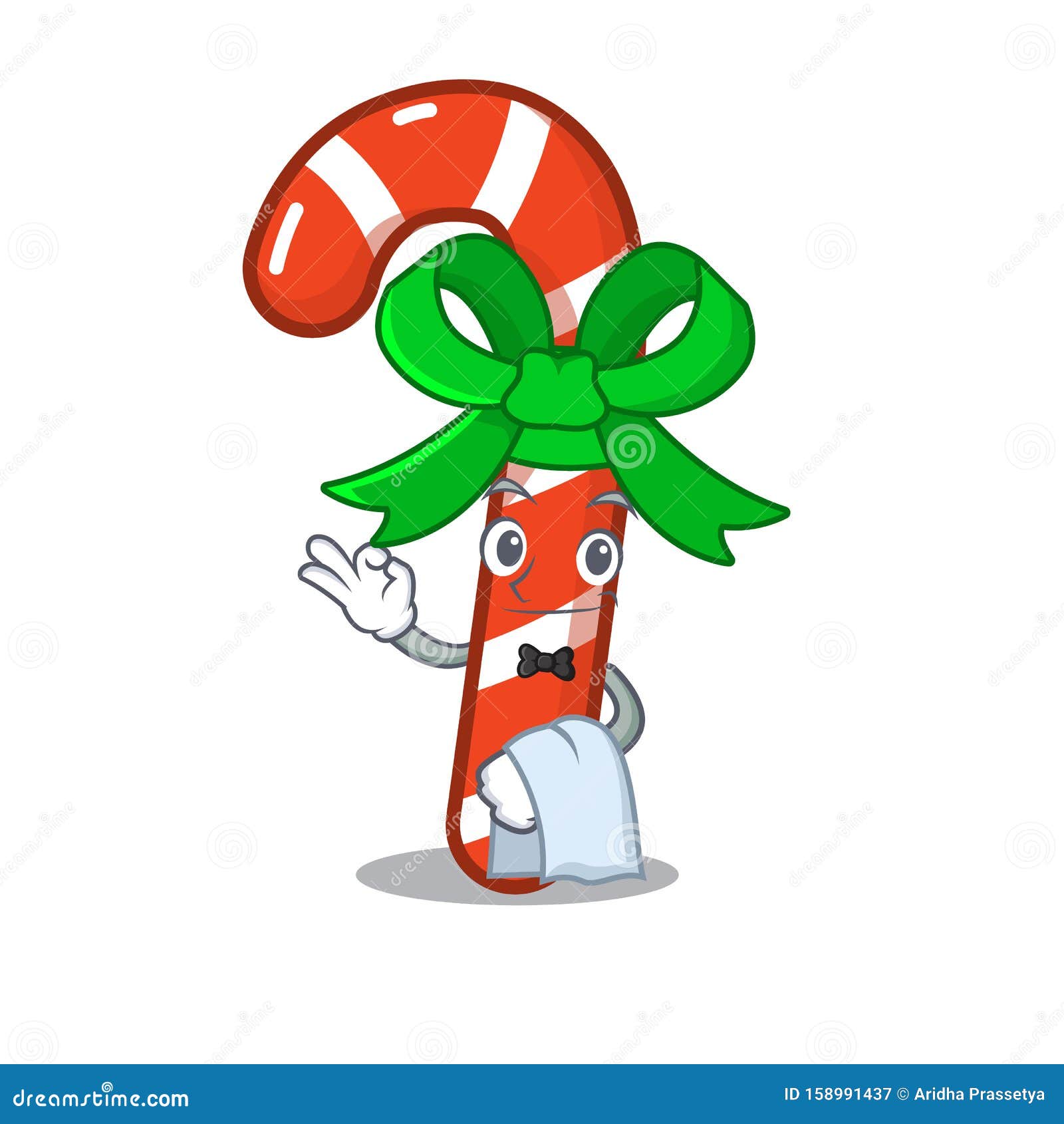 Waiter Candy Cane Character Shaped a Cartoon Stock Vector ...