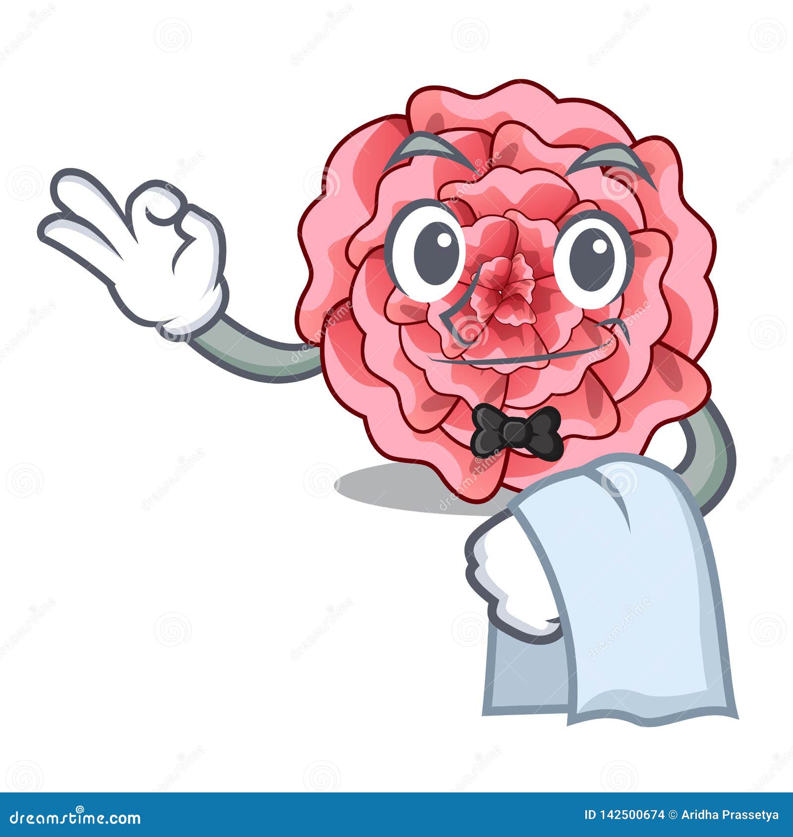 Waiter Carnations Flower Isolated with the Cartoon Stock Vector ...