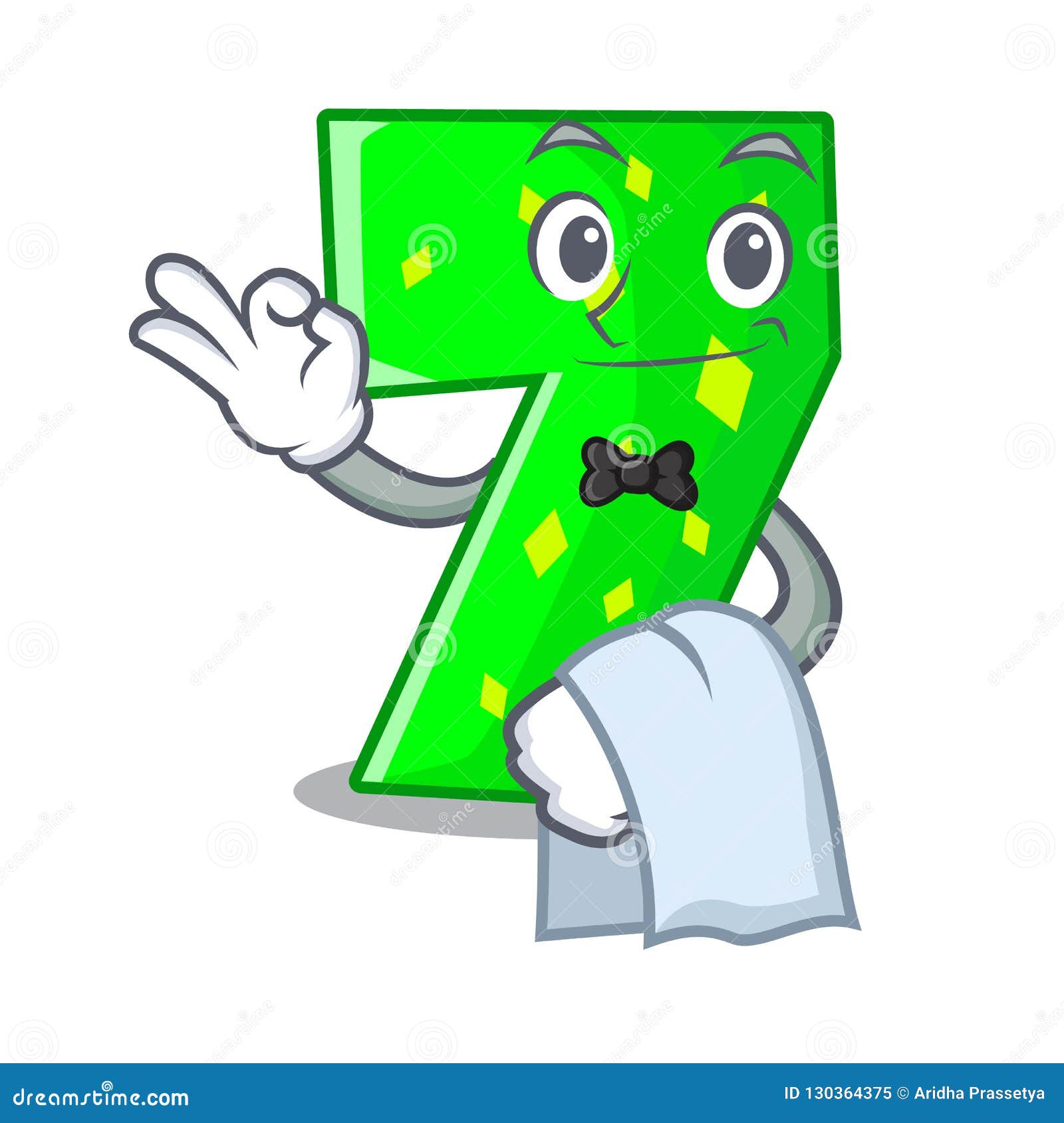 Waiter Cartoon Number Seven on Stone Wall Stock Vector - Illustration ...