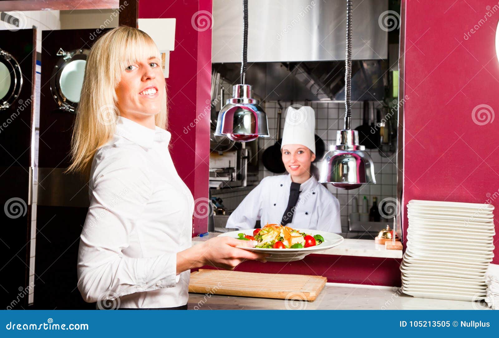 Waiter and Chef in Restaurant Stock Image - Image of confident, indoors ...