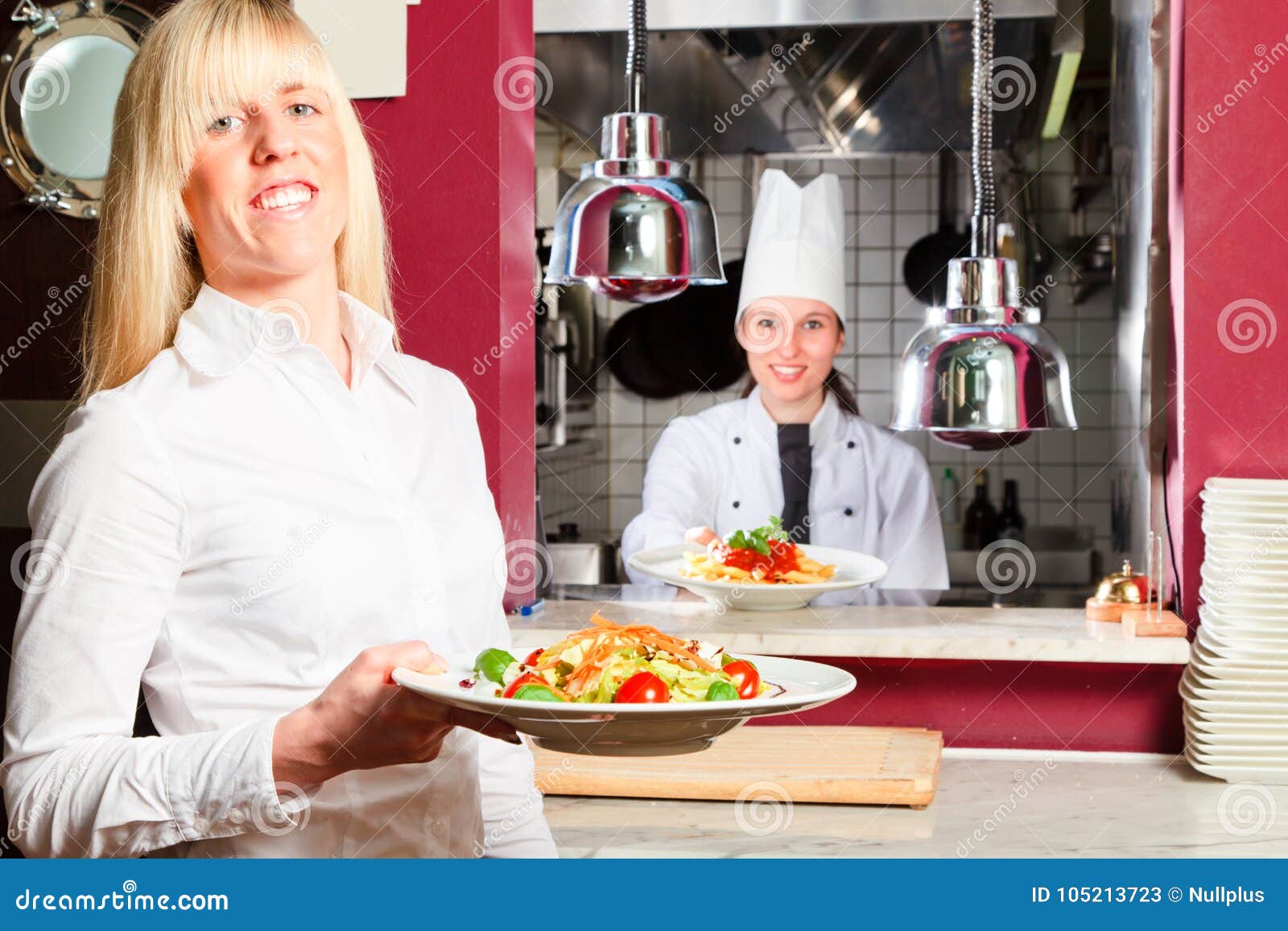 Waiter and Chef in Restaurant Stock Image - Image of gastronomy, people ...