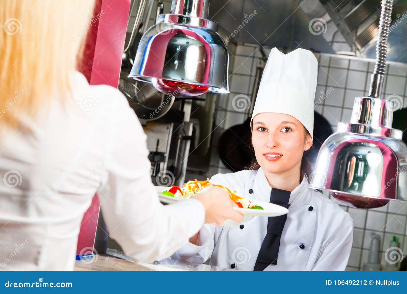 Waiter and Chef in Restaurant Stock Photo - Image of waiter, cook ...