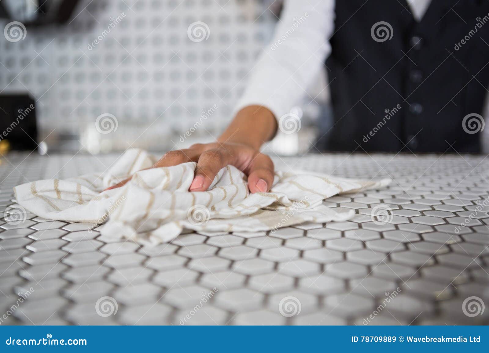 Waiter Cleaning Bar Counter Stock Image - Image of leisure, happy: 78709889