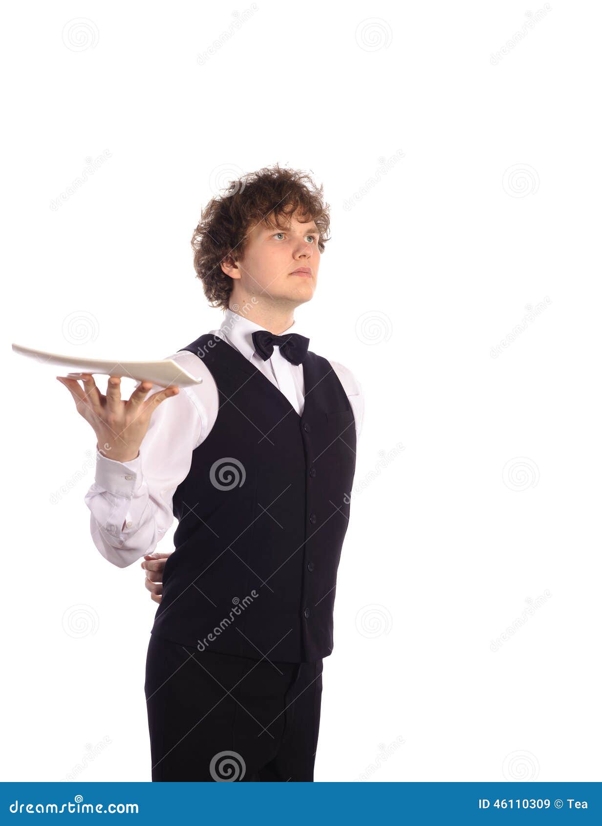Waiter with empty tray stock image. Image of caucasian - 46110309