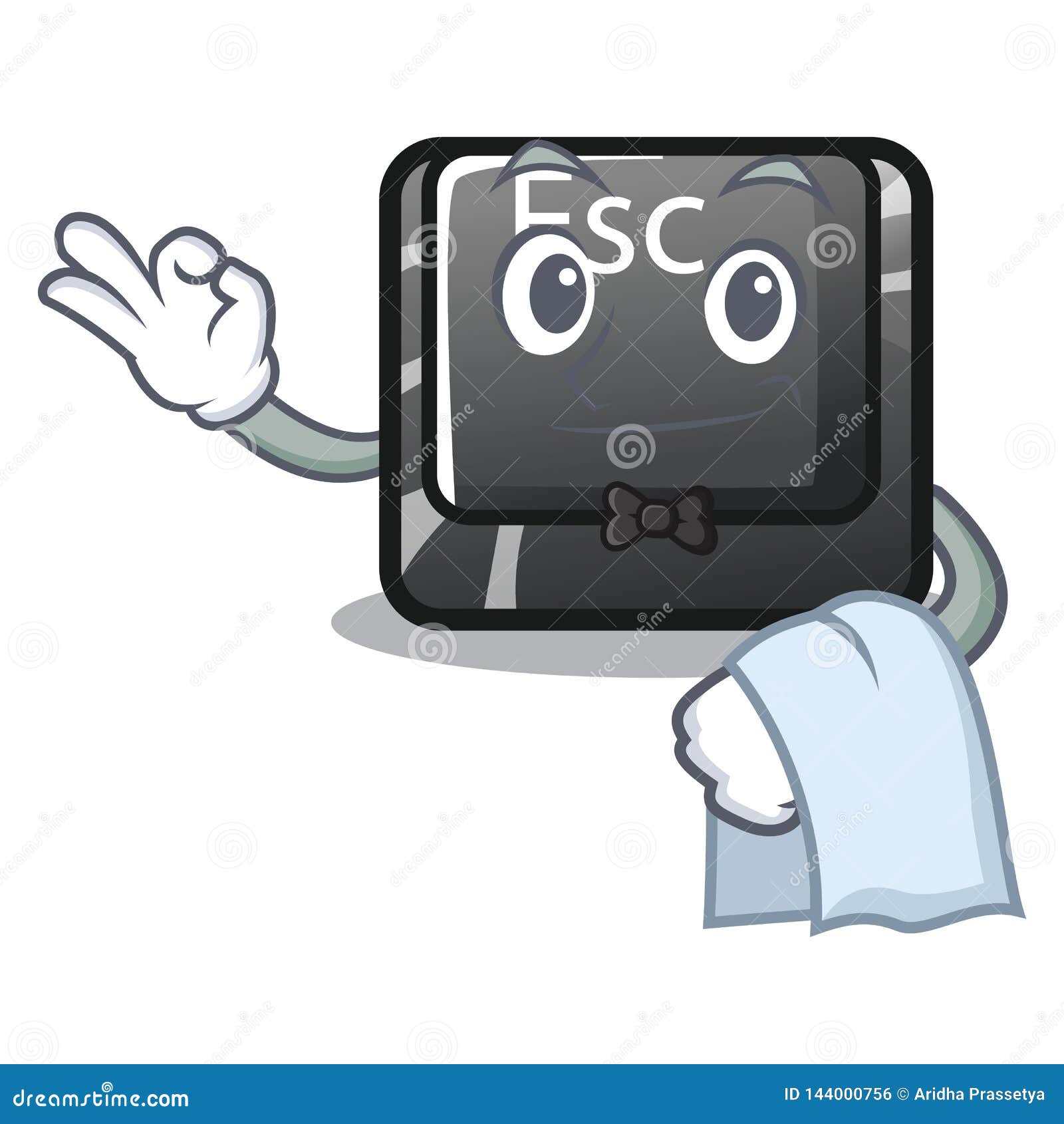 Waiter Esc Button Attached To Cartoon Keyboard Stock Vector ...