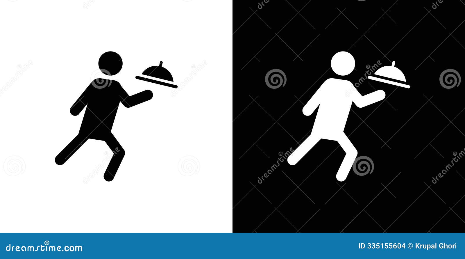 Waiter Falling Icon Outline Sign Symbol Set Stock Illustration ...