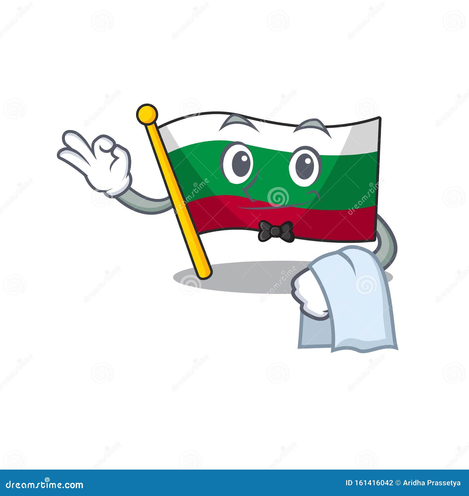 Waiter Flag Bulgaria in the Cartoon Shape Stock Vector - Illustration ...