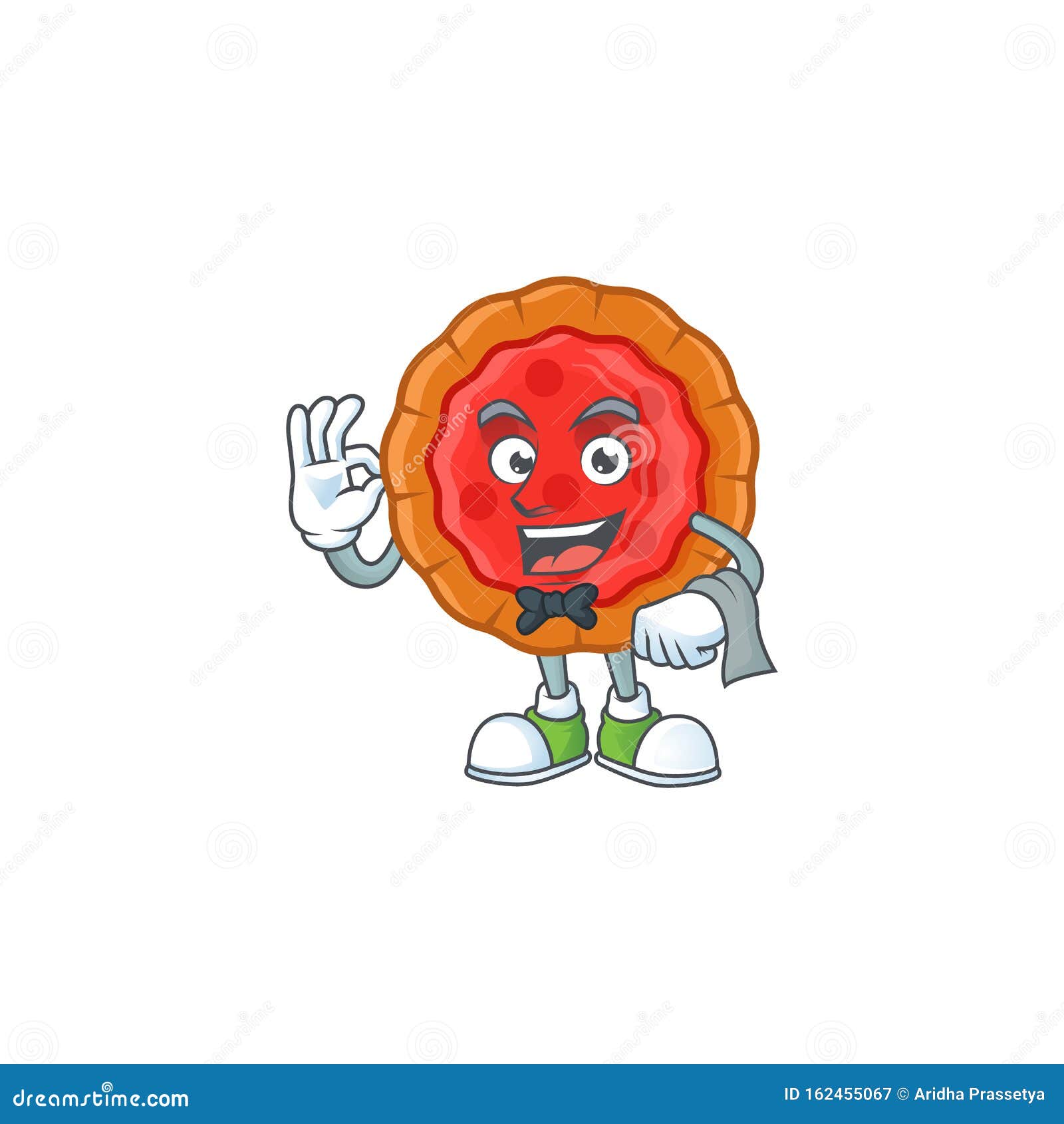 Waiter Fresh Cherry Pie in the Character Stock Vector - Illustration of ...