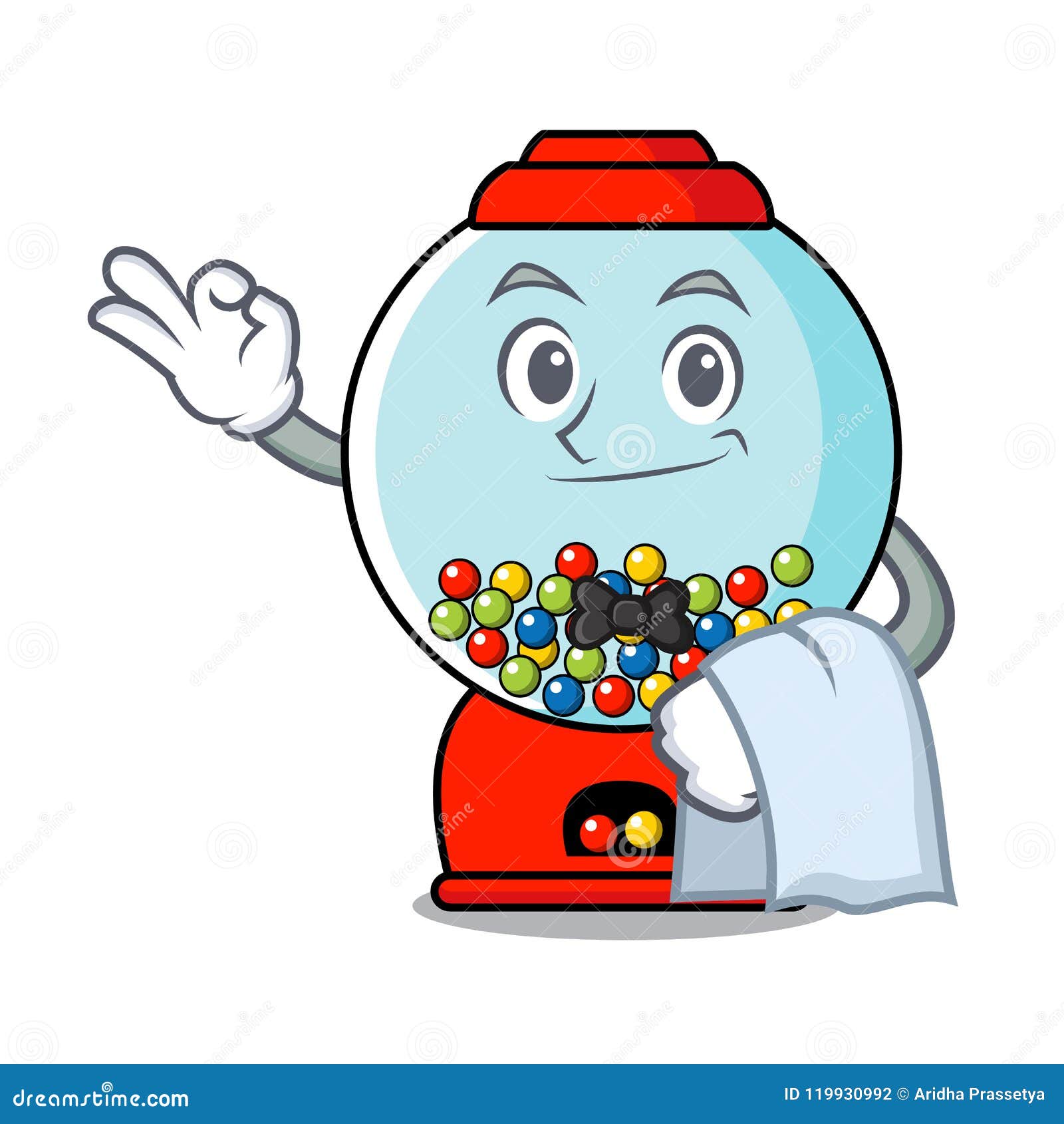 Waiter Gumball Machine Mascot Cartoon Stock Vector - Illustration of ...