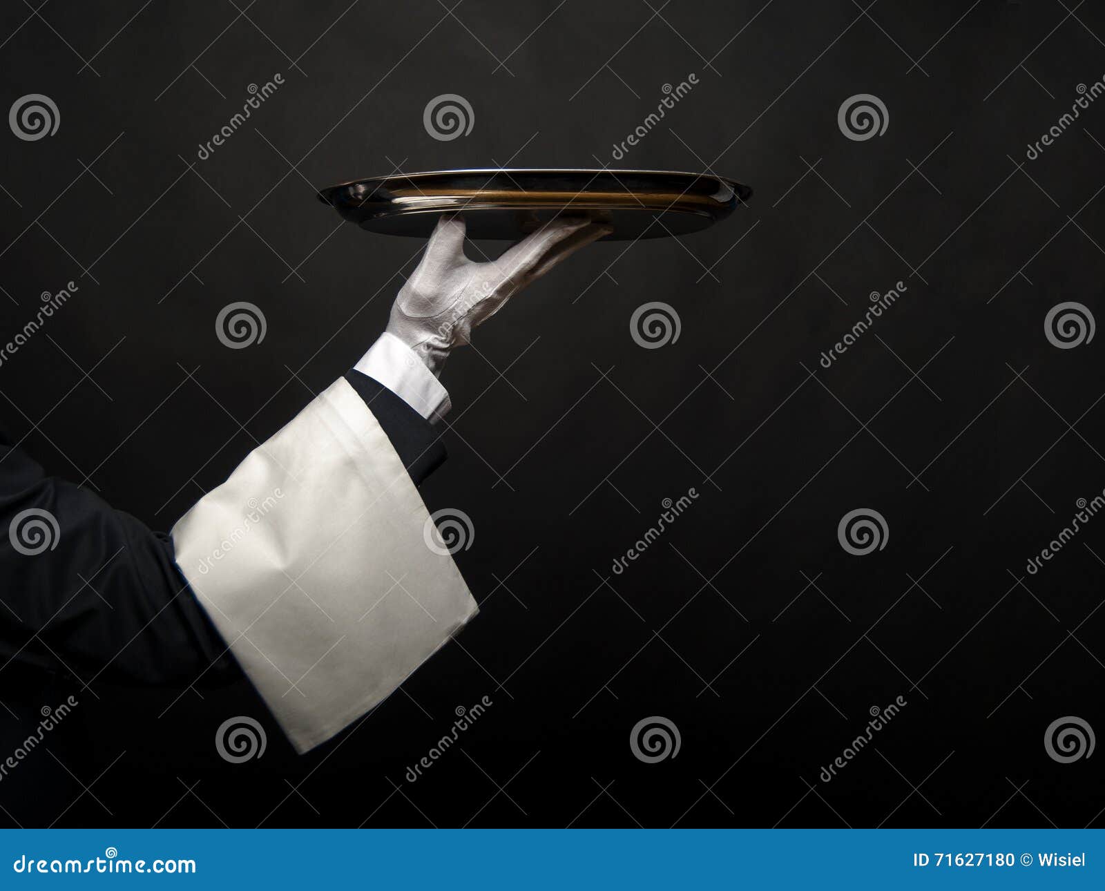 Waiter`s Hand Holding Cloche And Tray Royalty-Free Stock Photo ...