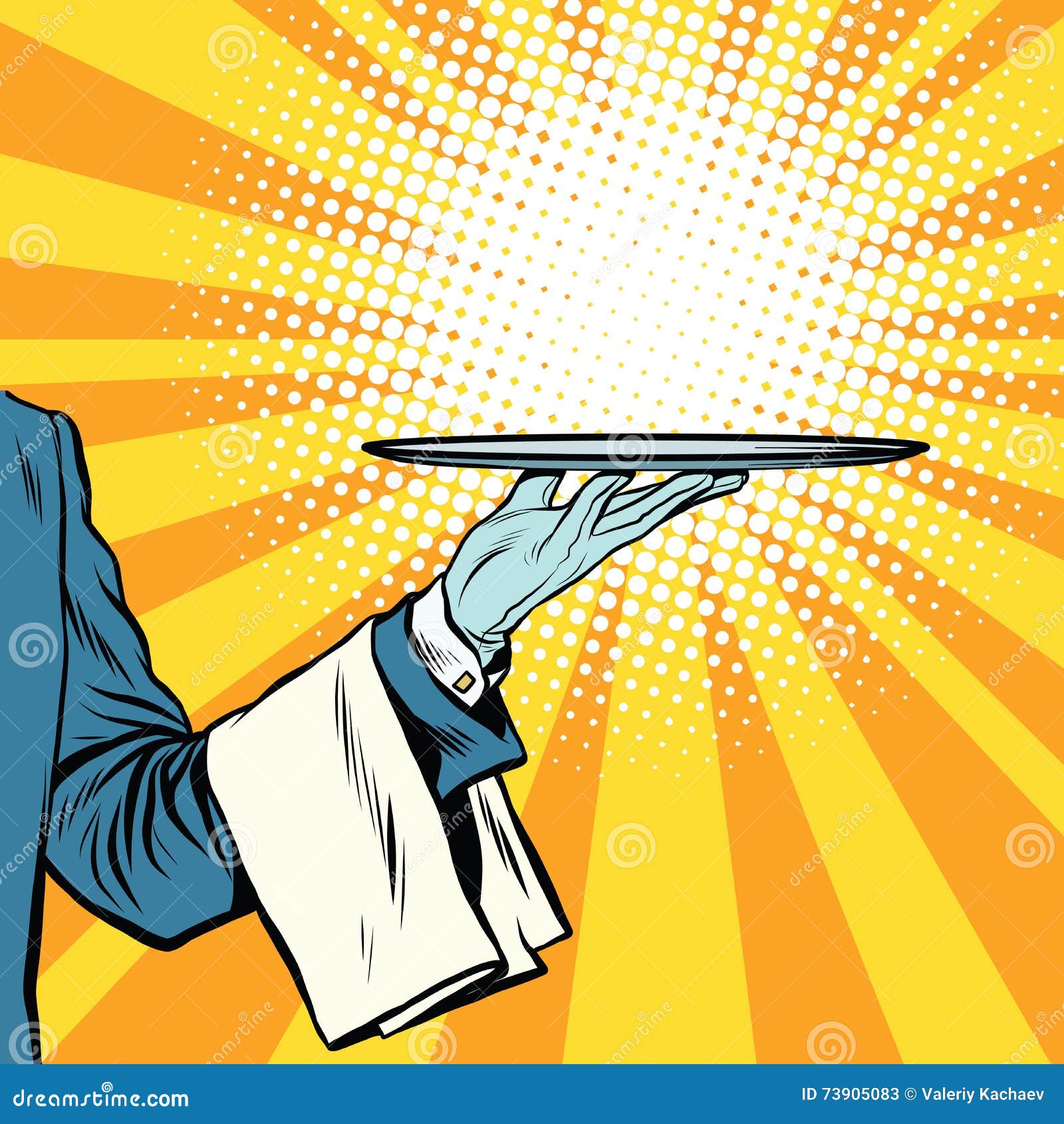 Waiter Hand Tray Presentation Stock Vector - Illustration of poster ...