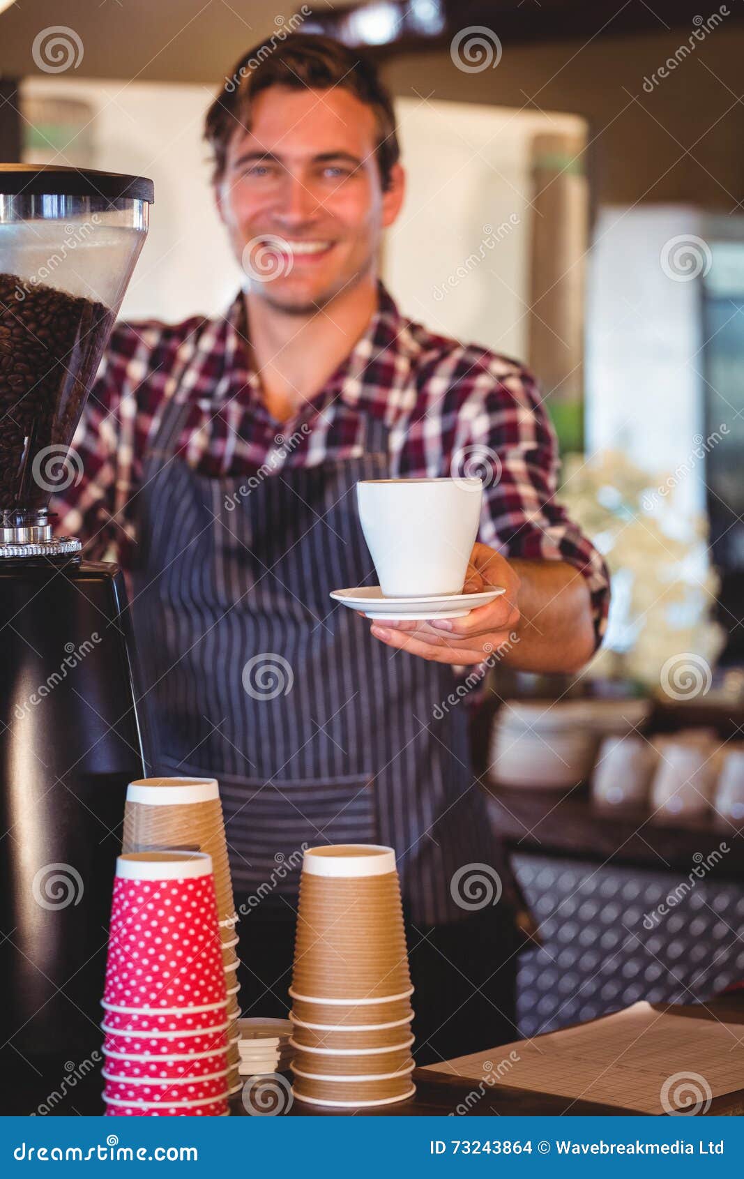 Waiter Handing Over a Coffee Stock Photo - Image of restaurant, coffee ...