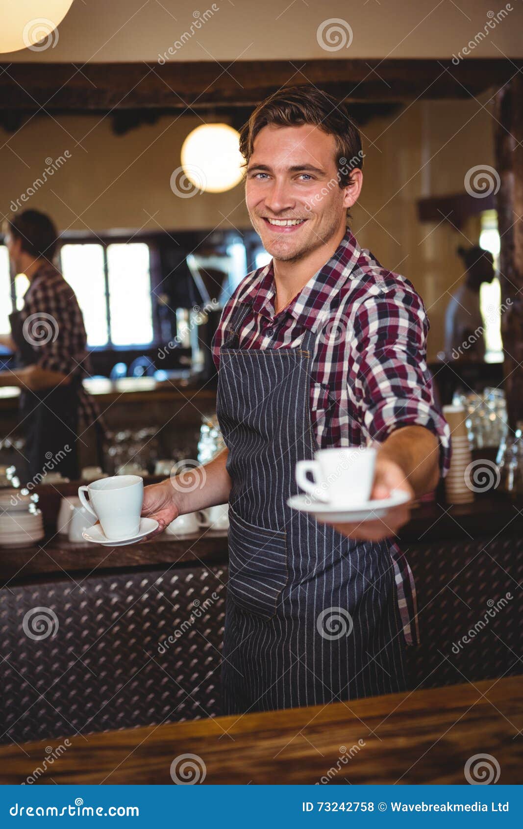 Waiter Handing Over a Coffee Stock Photo - Image of retail, food: 73242758