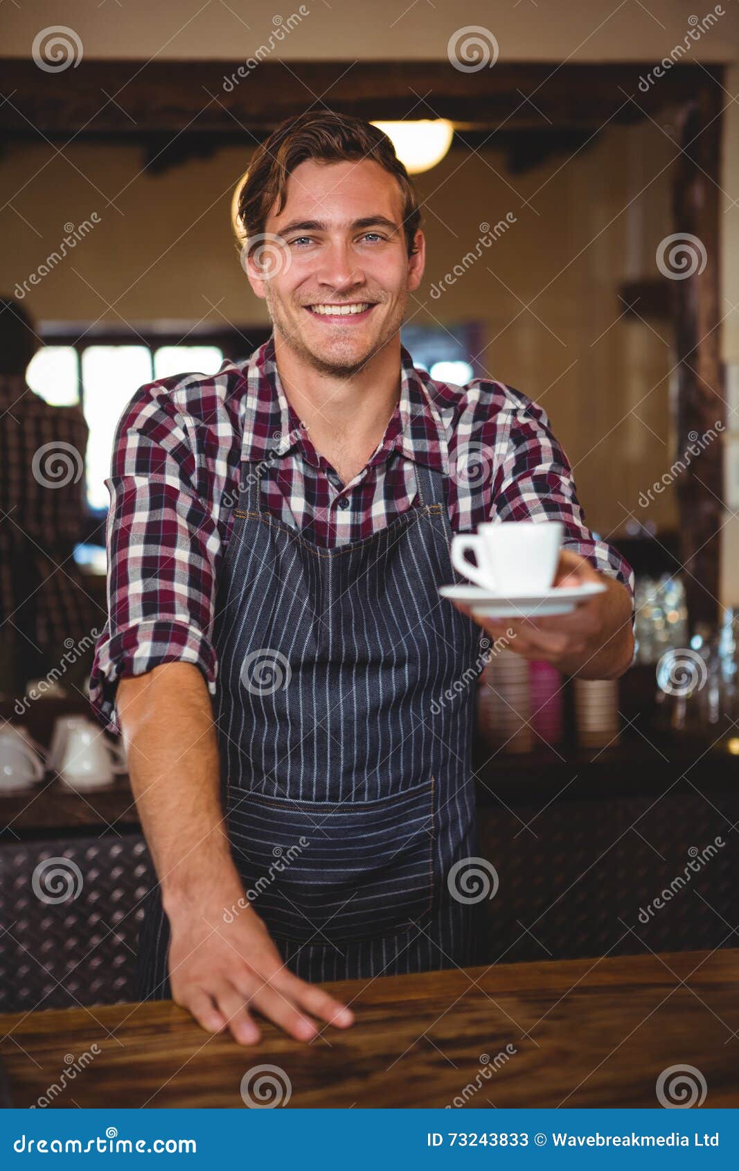 Waiter Handing Over a Coffee Stock Image - Image of expertise, happy ...