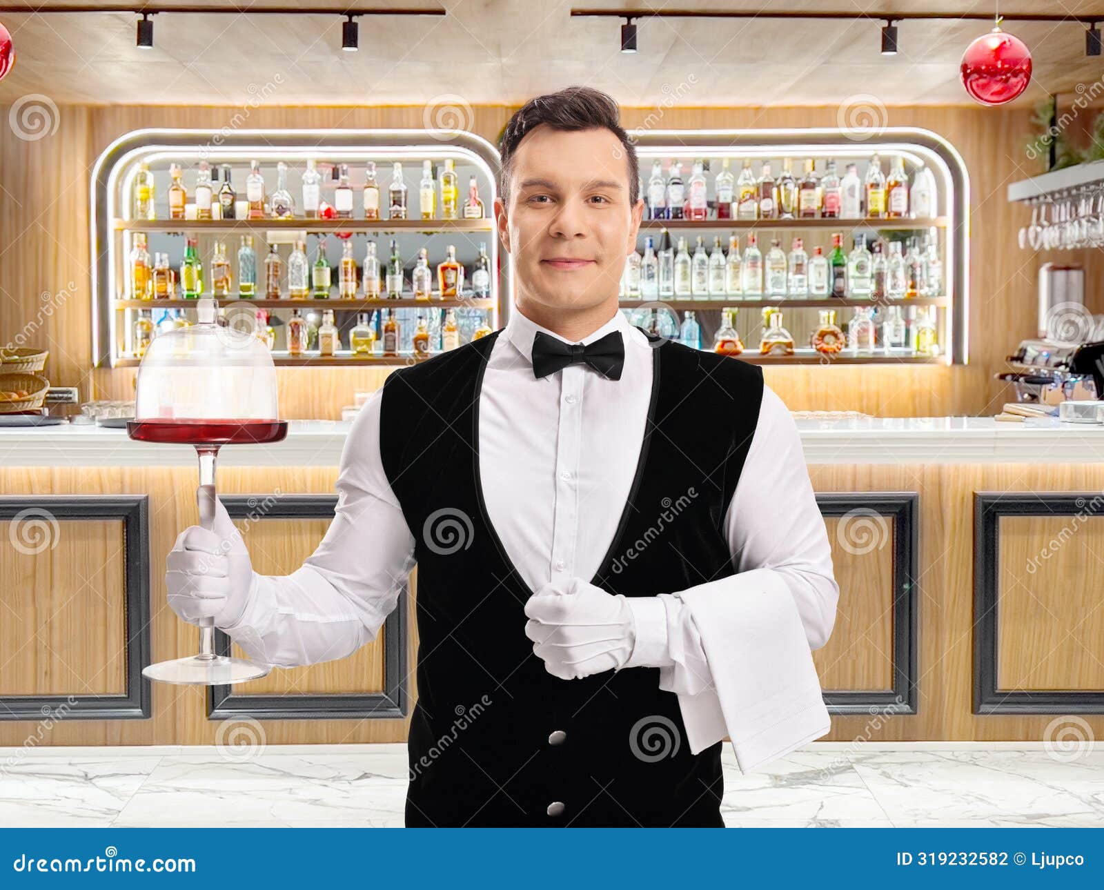 Waiter Holding a Cookie Server Stand Stock Photo - Image of elegance ...