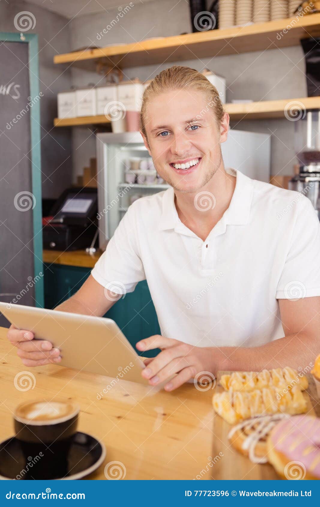 Waiter Holding Digital Tablet Stock Photo - Image of computer ...