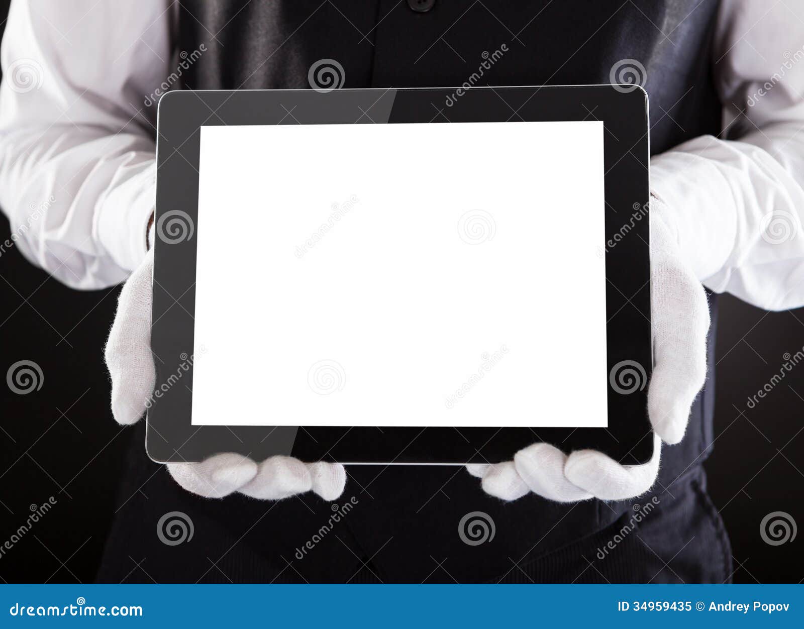Waiter Holding Digital Tablet Stock Image - Image of male, adult: 34959435
