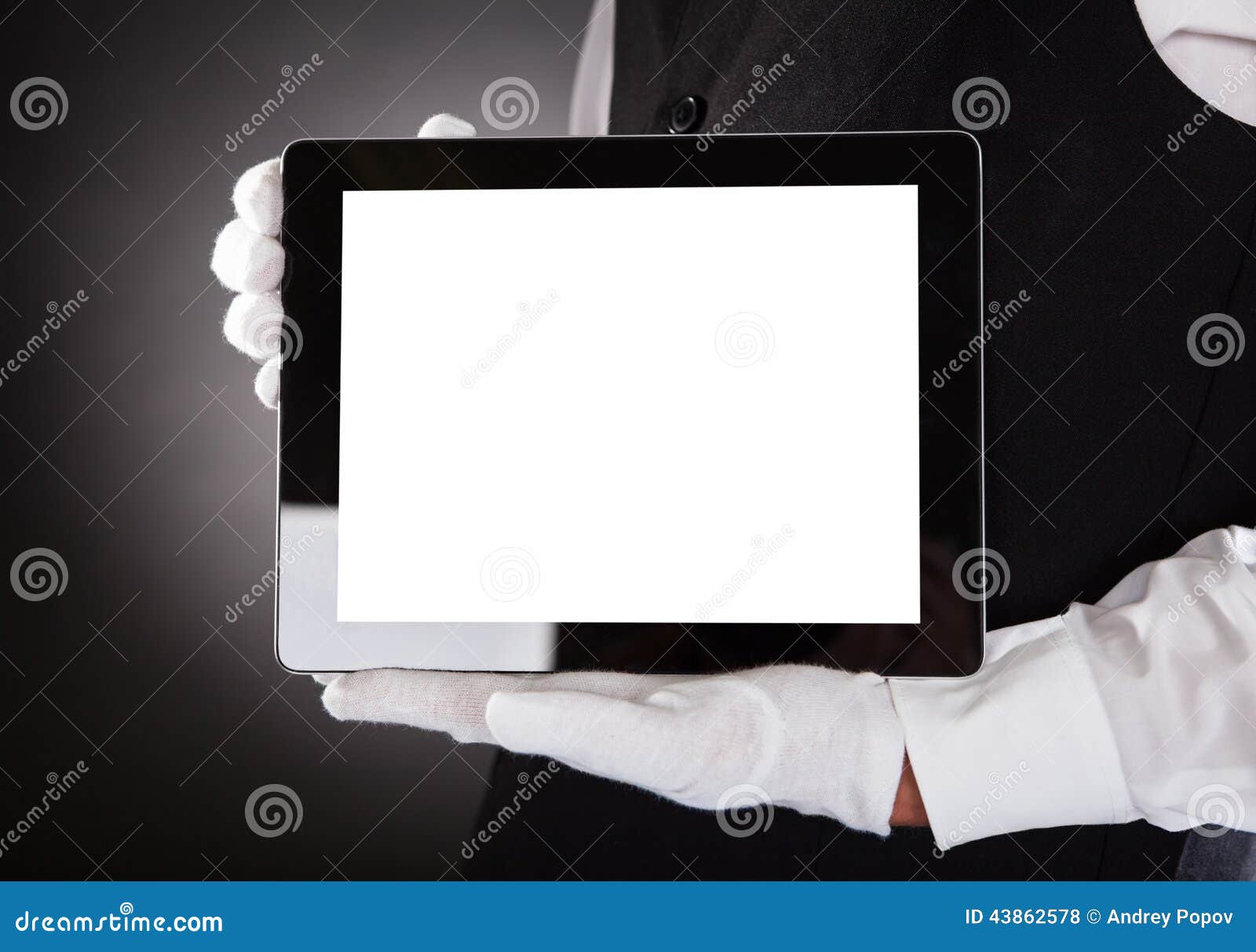 Waiter Holding Digital Tablet Stock Photo - Image of people, hotel ...