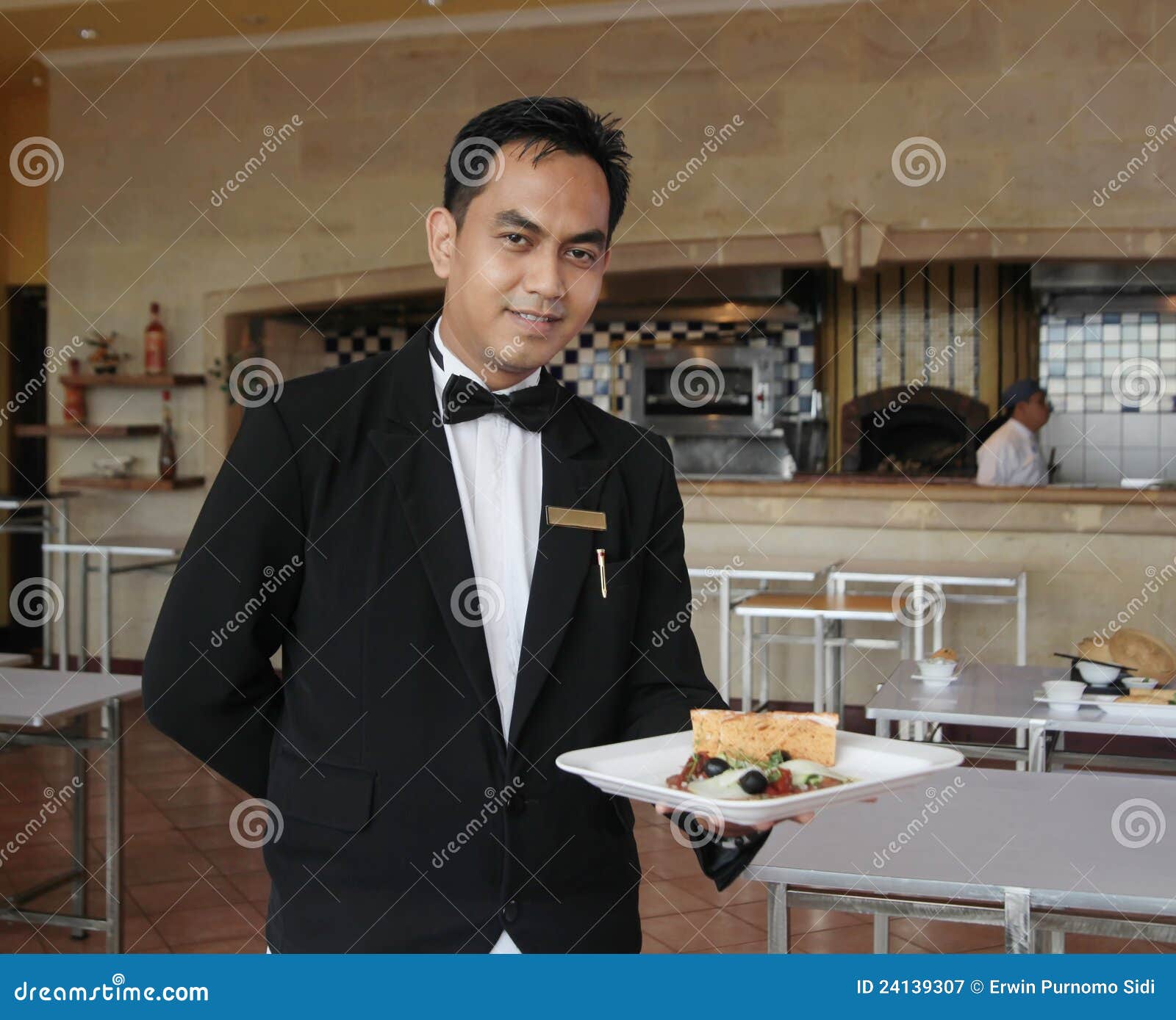 Waiter holding food stock image. Image of portrait, people - 24139307