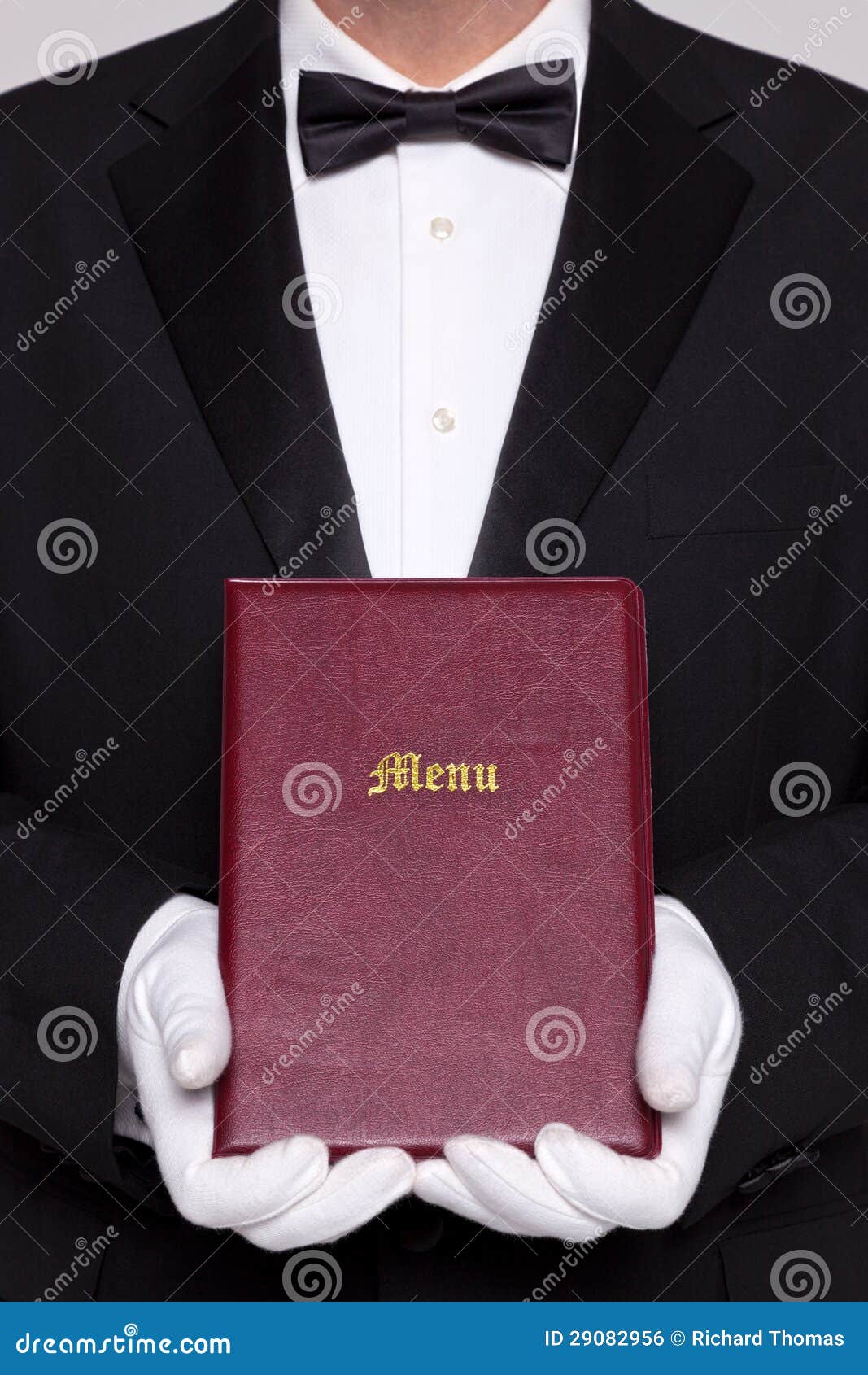 Waiter Holding a Menu in Both Hands Stock Photo - Image of employee ...