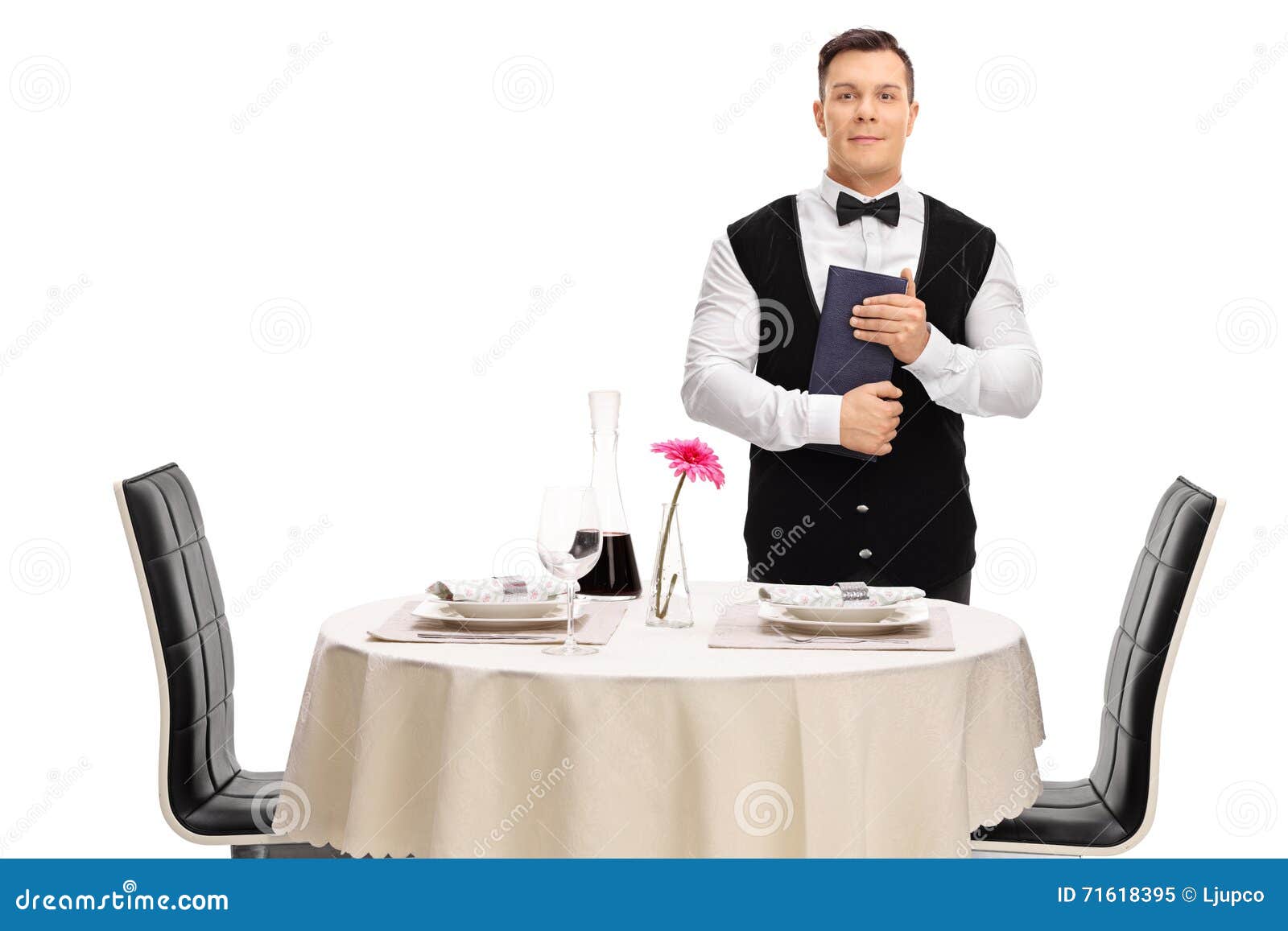 Waiter Holding a Menu Next To a Table Stock Image - Image of decoration ...
