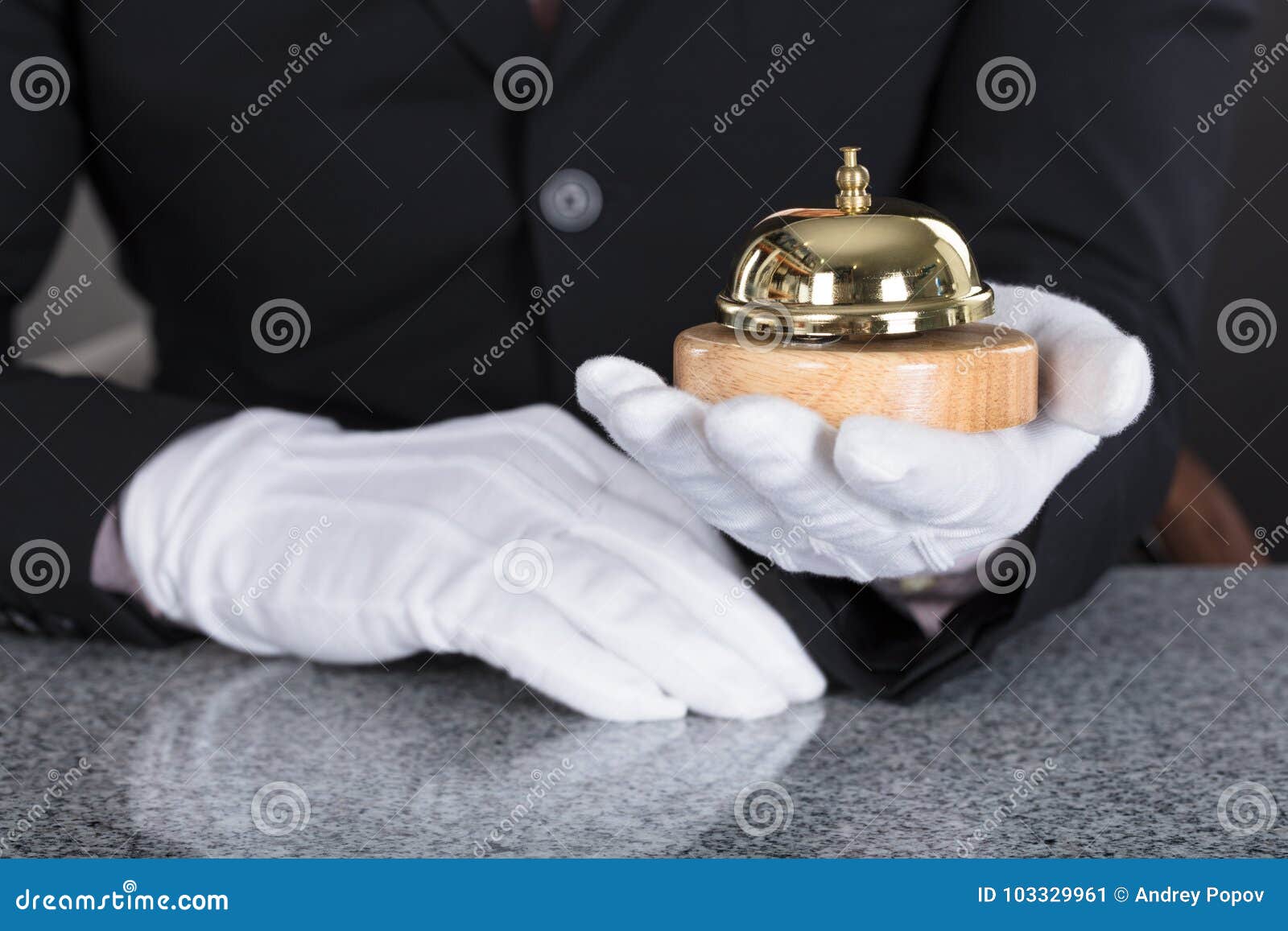 Waiter Holding Service Bell Stock Image - Image of butler, holding ...