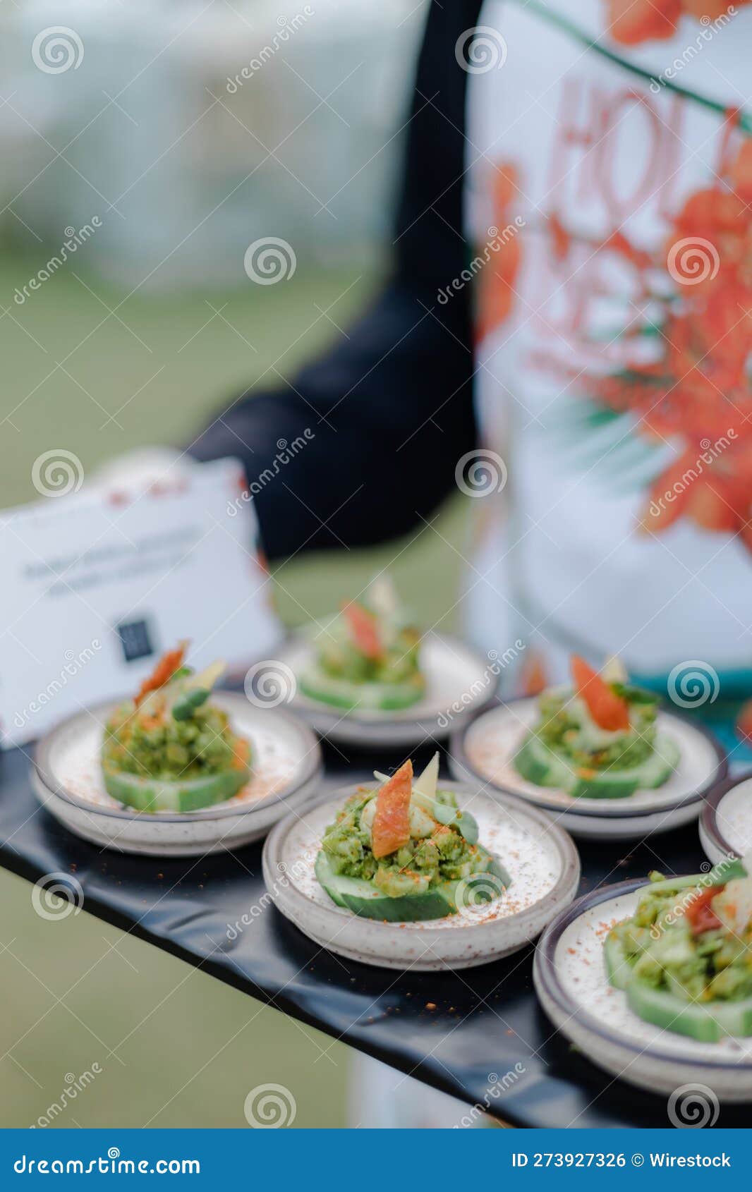 Waiter Holding a Tray of Assorted Festive Appetizers for the Guests of ...