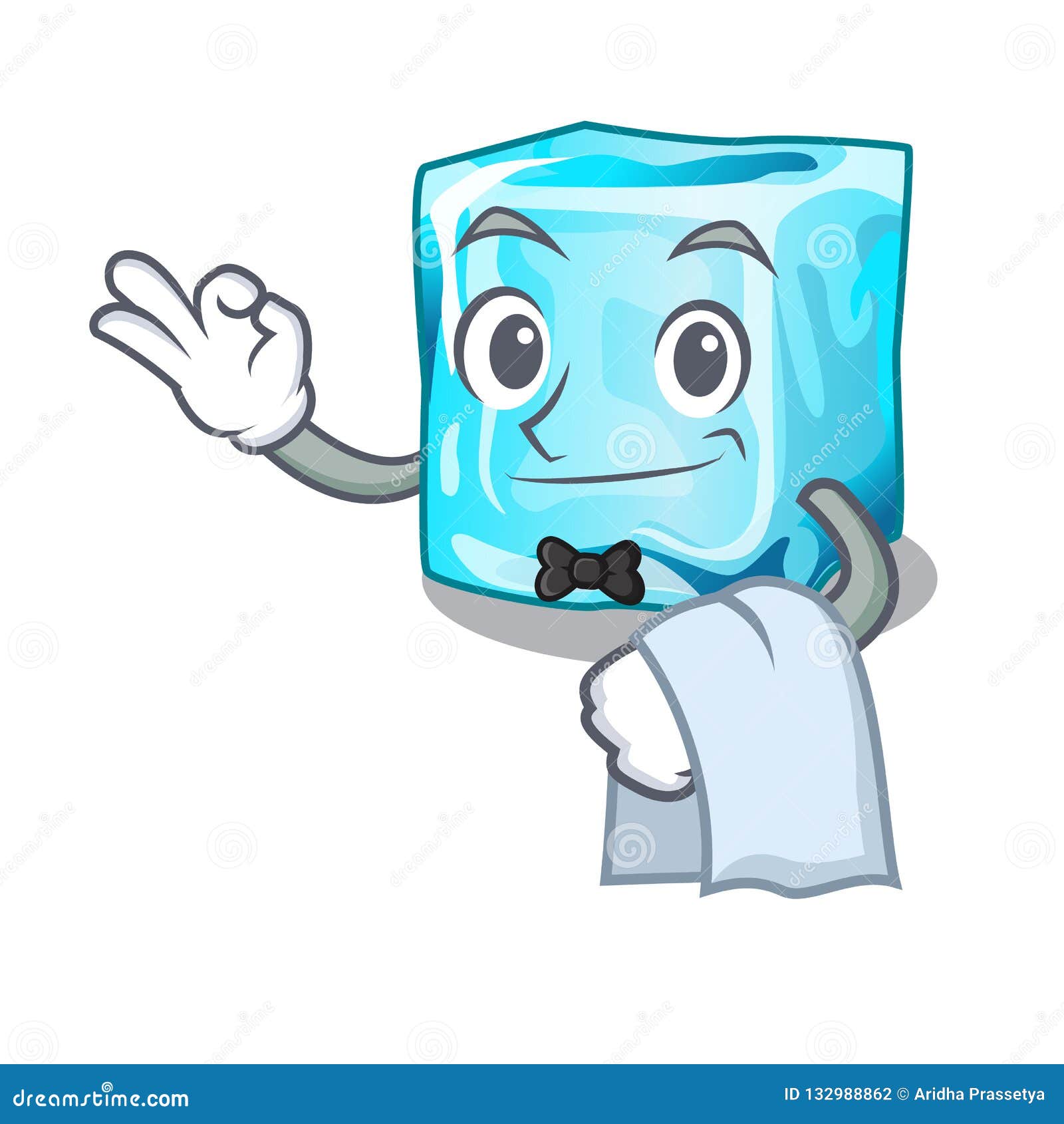 Waiter Ice Cubes Set on Wiht Character Stock Vector - Illustration of ...