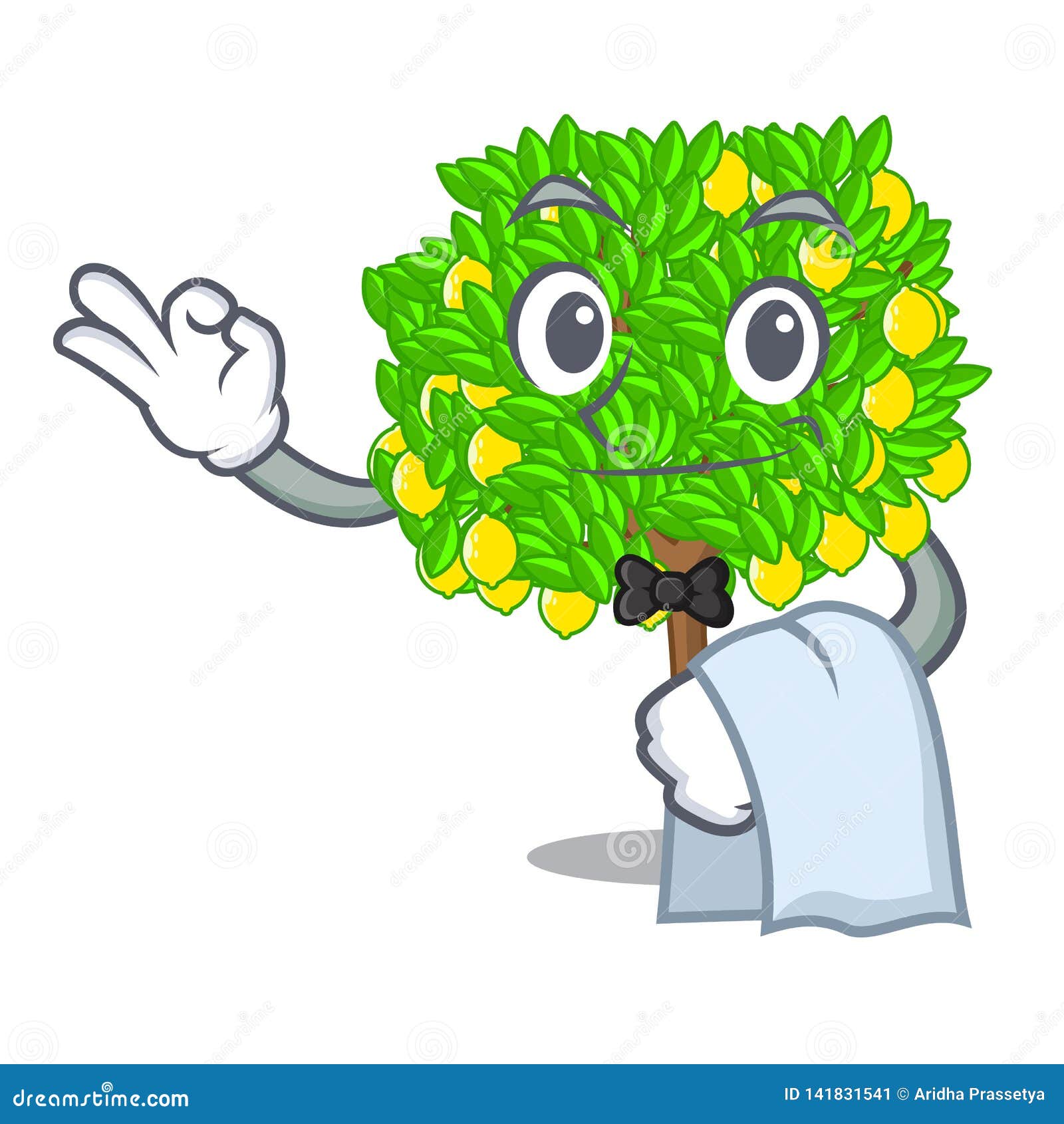 Waiter Lemon Tree Cartoon Next the House Stock Vector - Illustration of ...