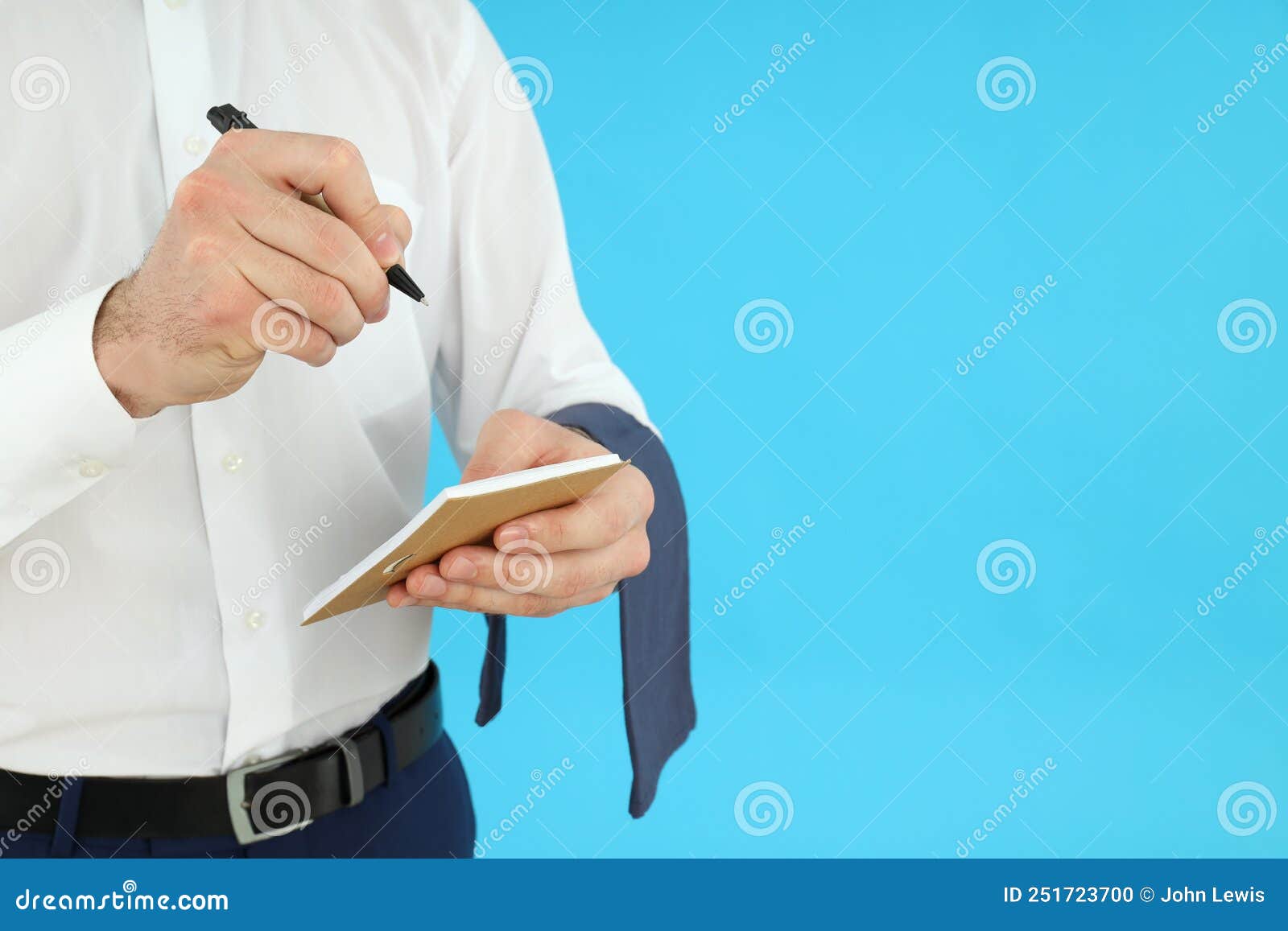 Waiter Man Ready To Write Order in Notebook, Space for Text Stock Photo ...