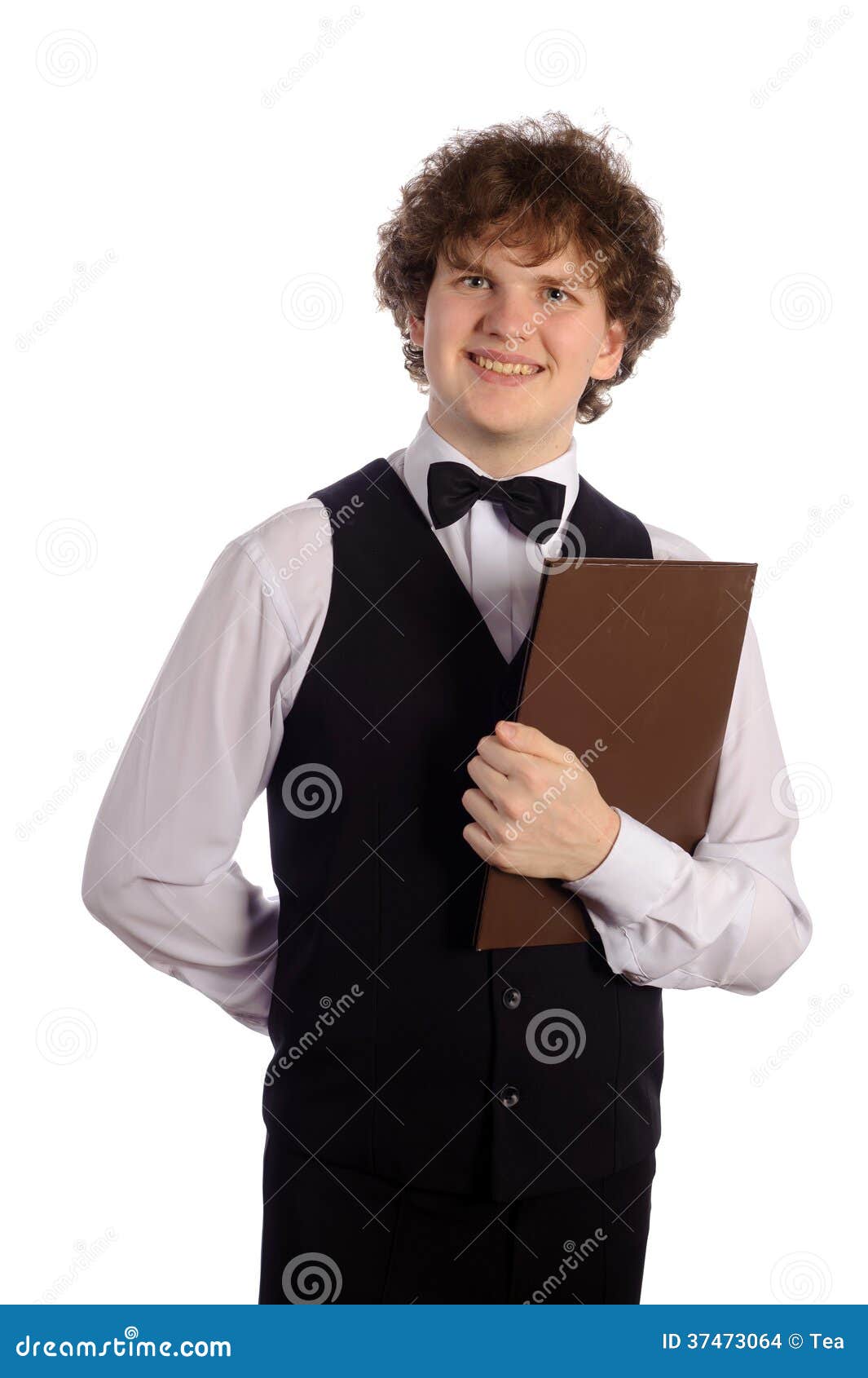 Waiter with menu stock photo. Image of reception, dinner - 37473064