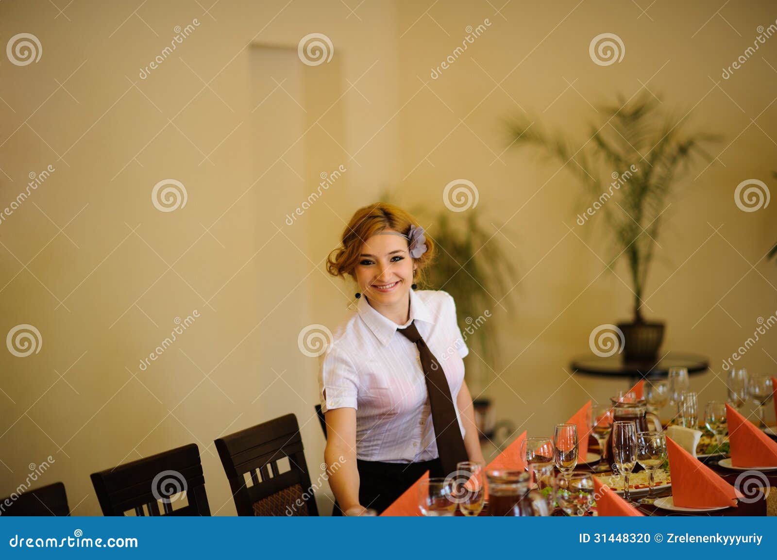 Waiter Near the Table with Food Stock Photo - Image of people, alcohol ...