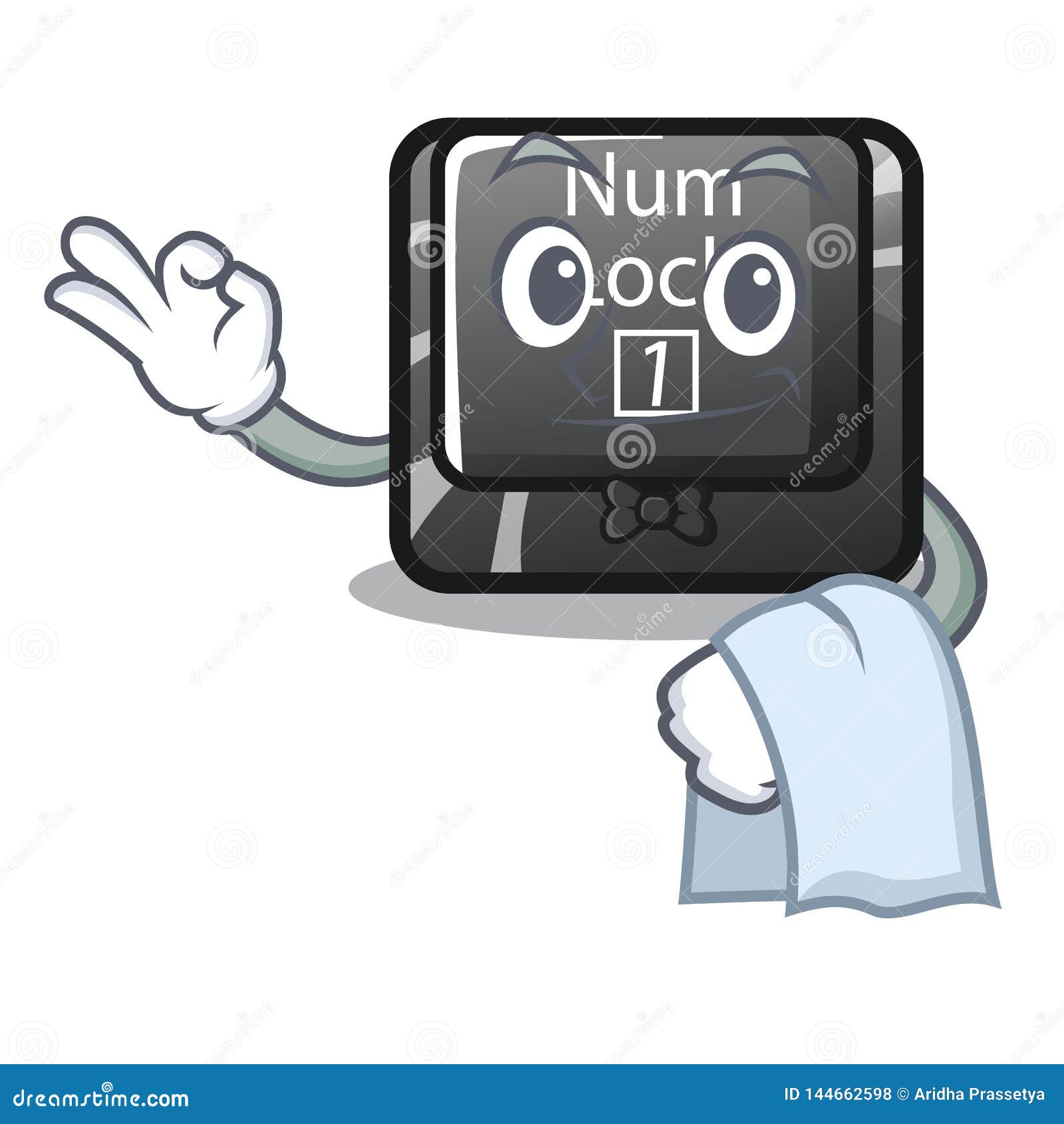 Waiter Num Lock Installed on Cartoon Computer Stock Vector ...
