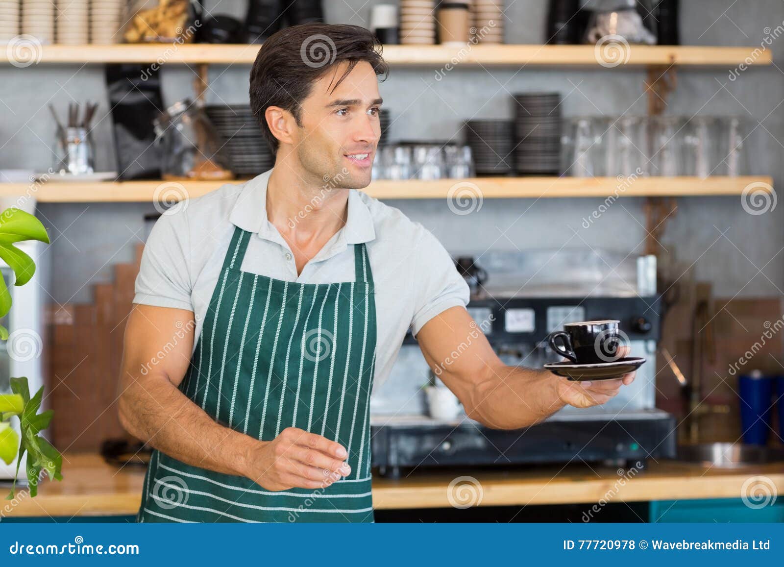 Waiter Offering a Cup of Coffee Stock Photo - Image of occupation ...
