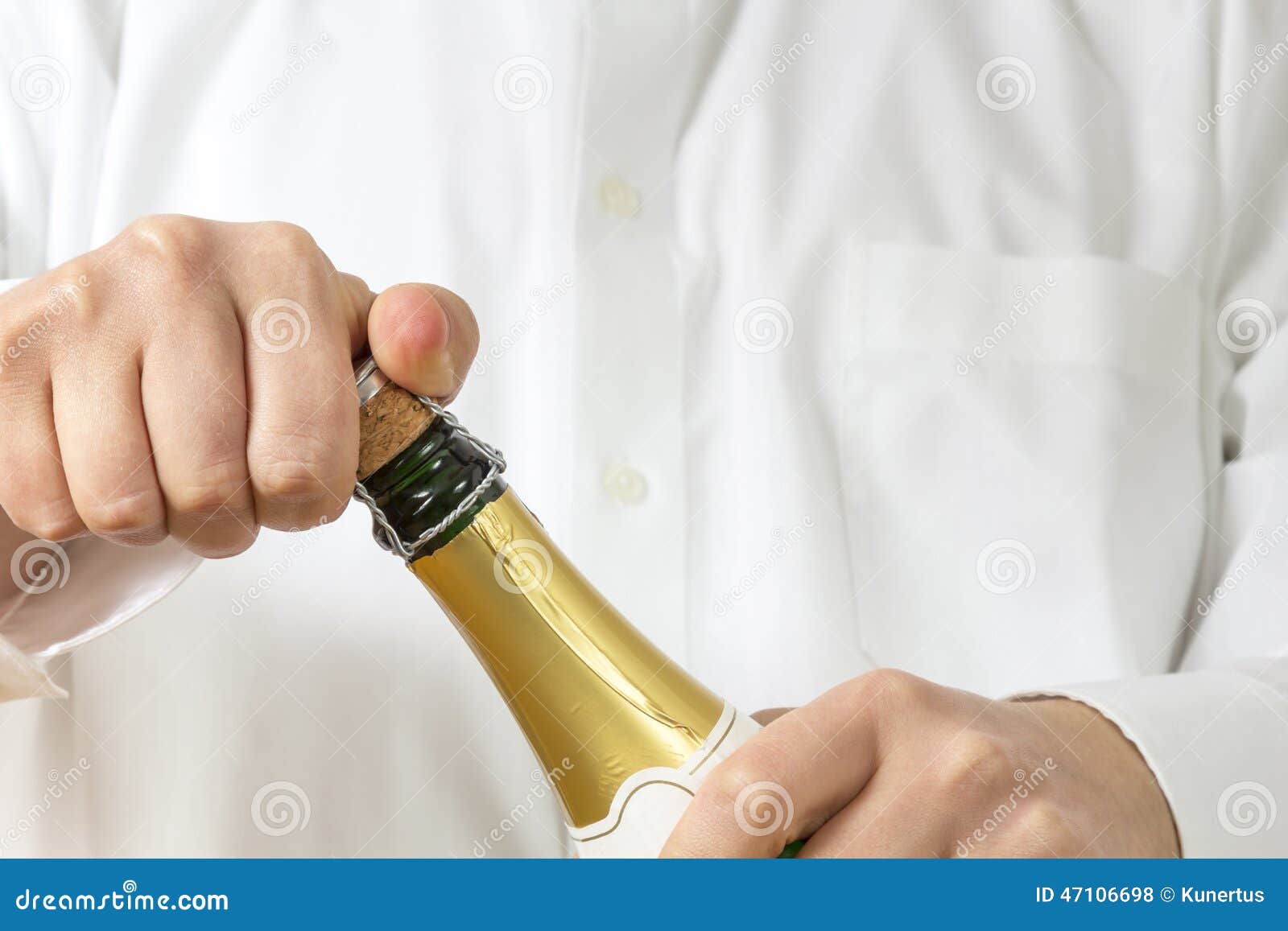 Waiter Opening a Botle of Champagne Stock Photo - Image of celebration ...