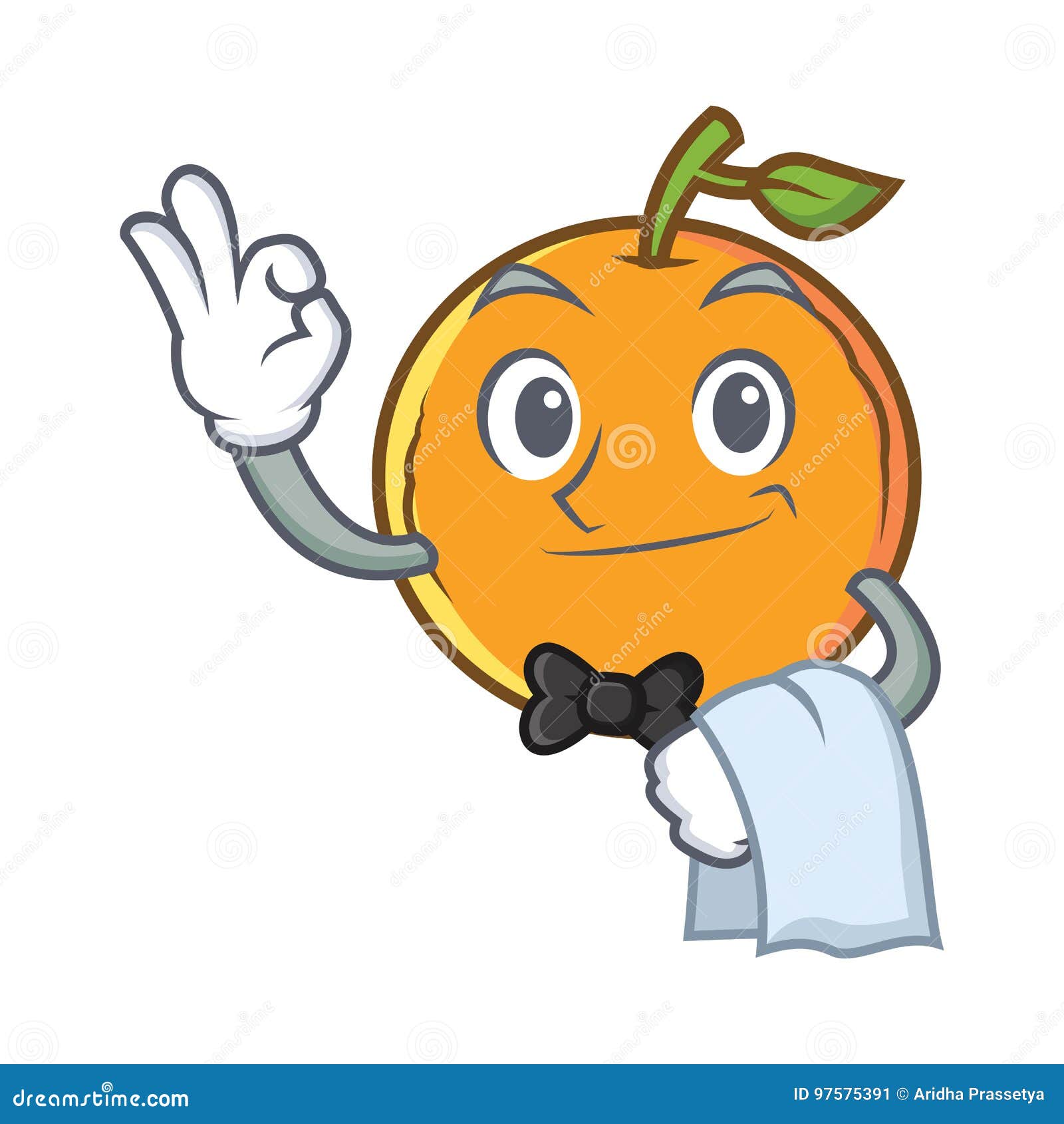 Waiter Orange Fruit Cartoon Character Stock Vector - Illustration of ...