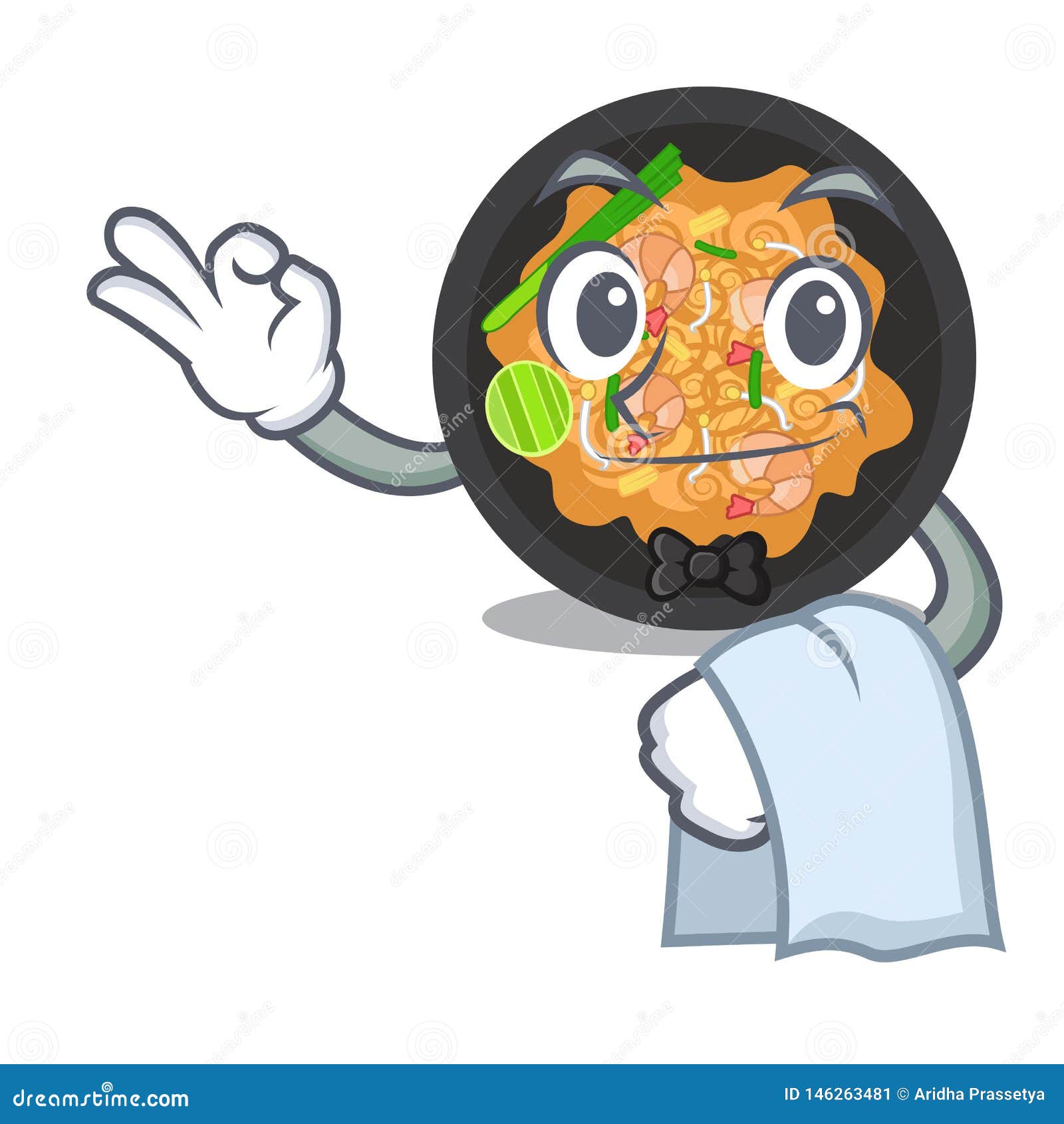 Waiter Pat Thai in the Cartoon Shape Stock Vector - Illustration of ...