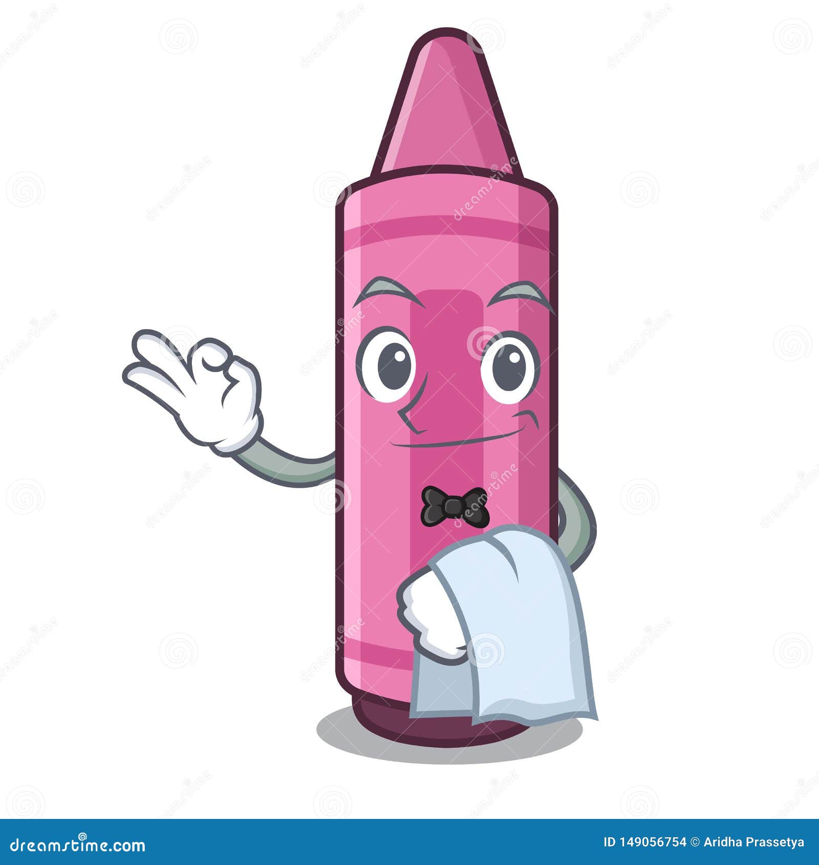 Waiter Pink Crayons in the Character Shape Stock Vector - Illustration ...