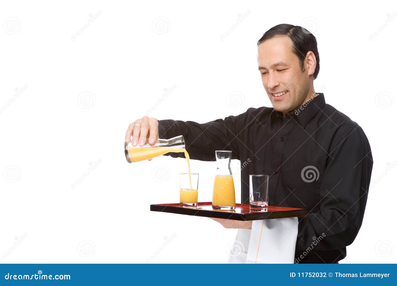 Waiter pouring juice stock photo. Image of freshness - 11752032