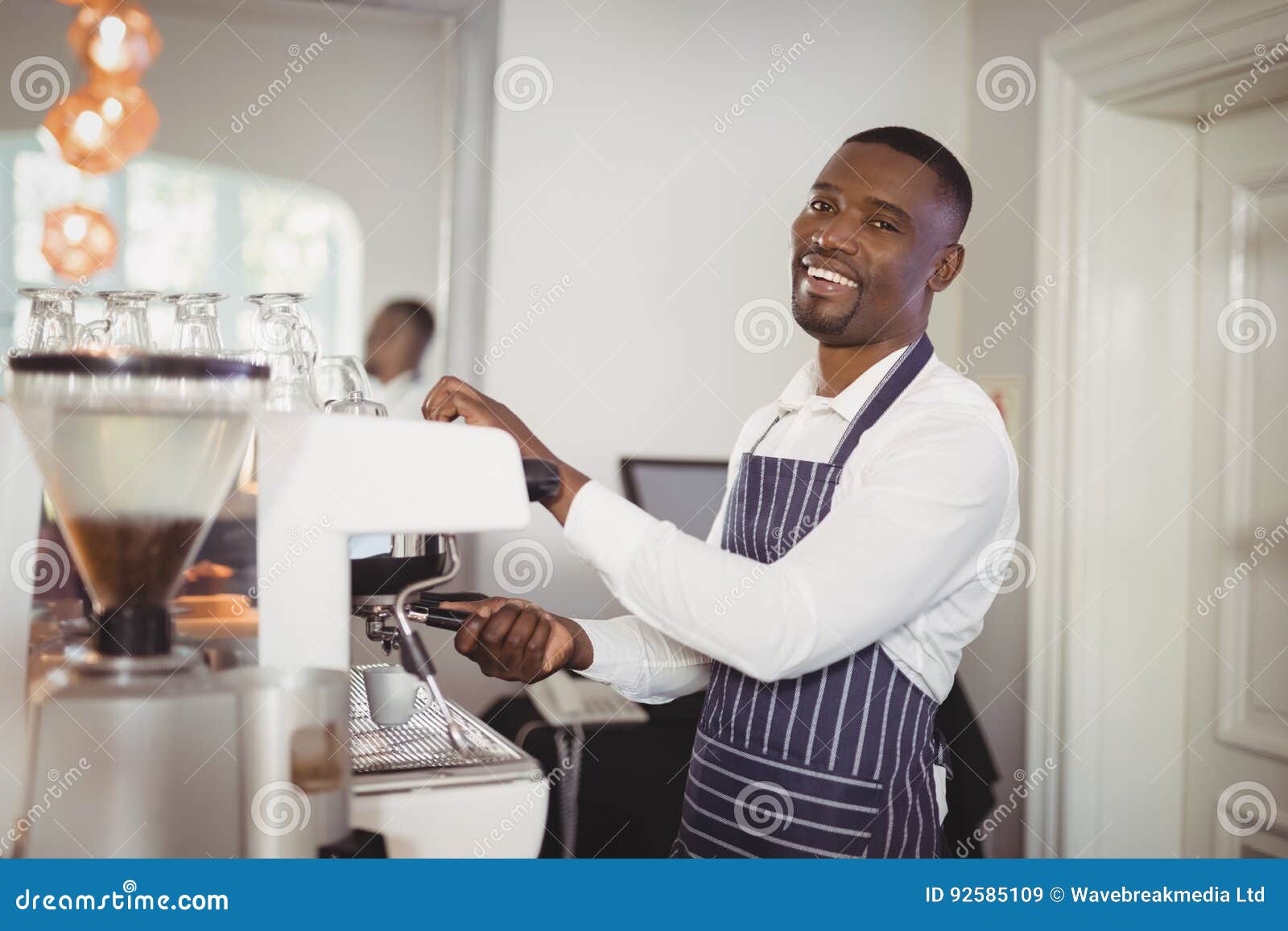 Waiter Preparing Espresso at Restaurant Stock Image - Image of ...