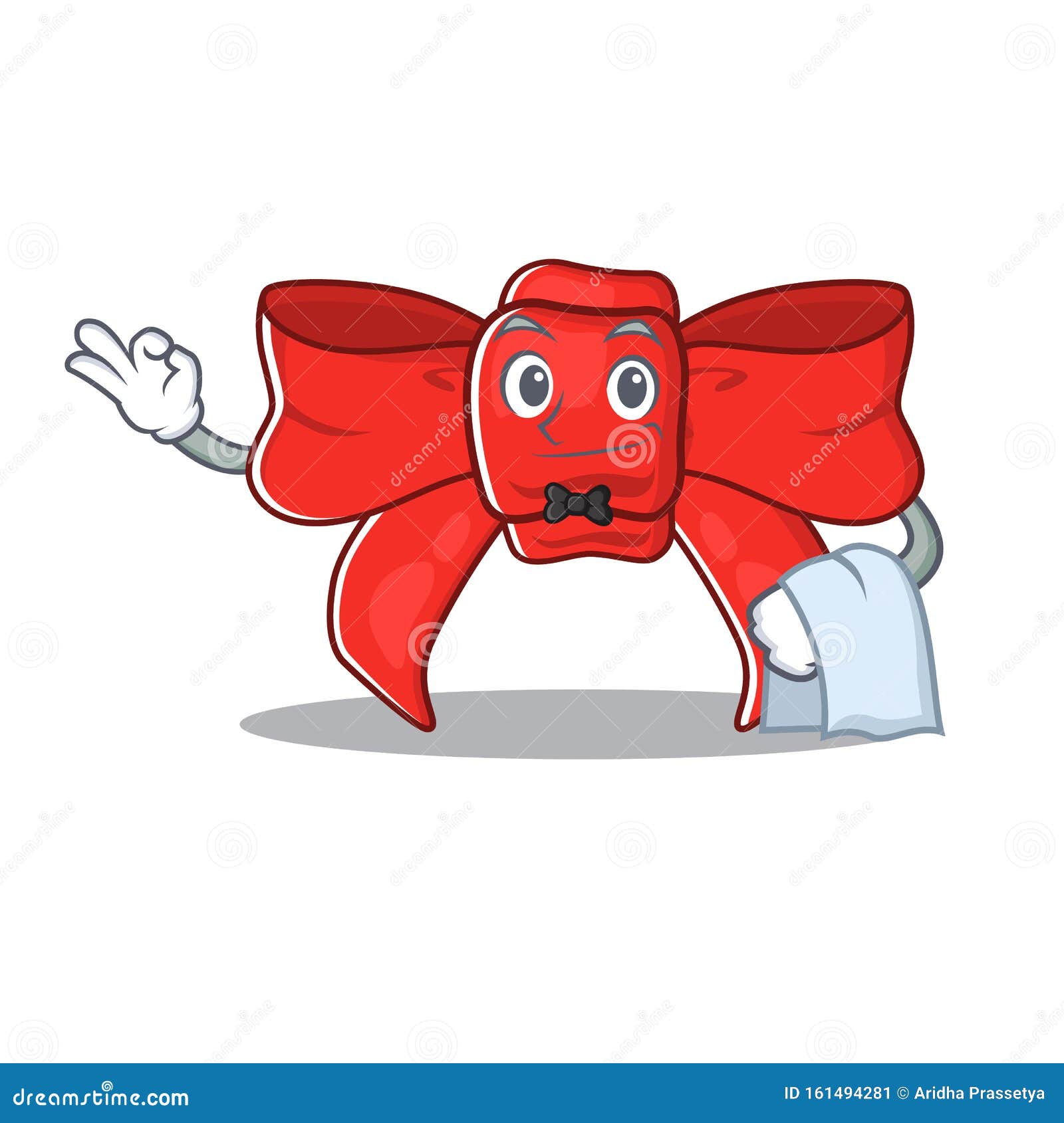 Waiter Red Ribbon Bow the Mascot Shape Stock Vector - Illustration of ...
