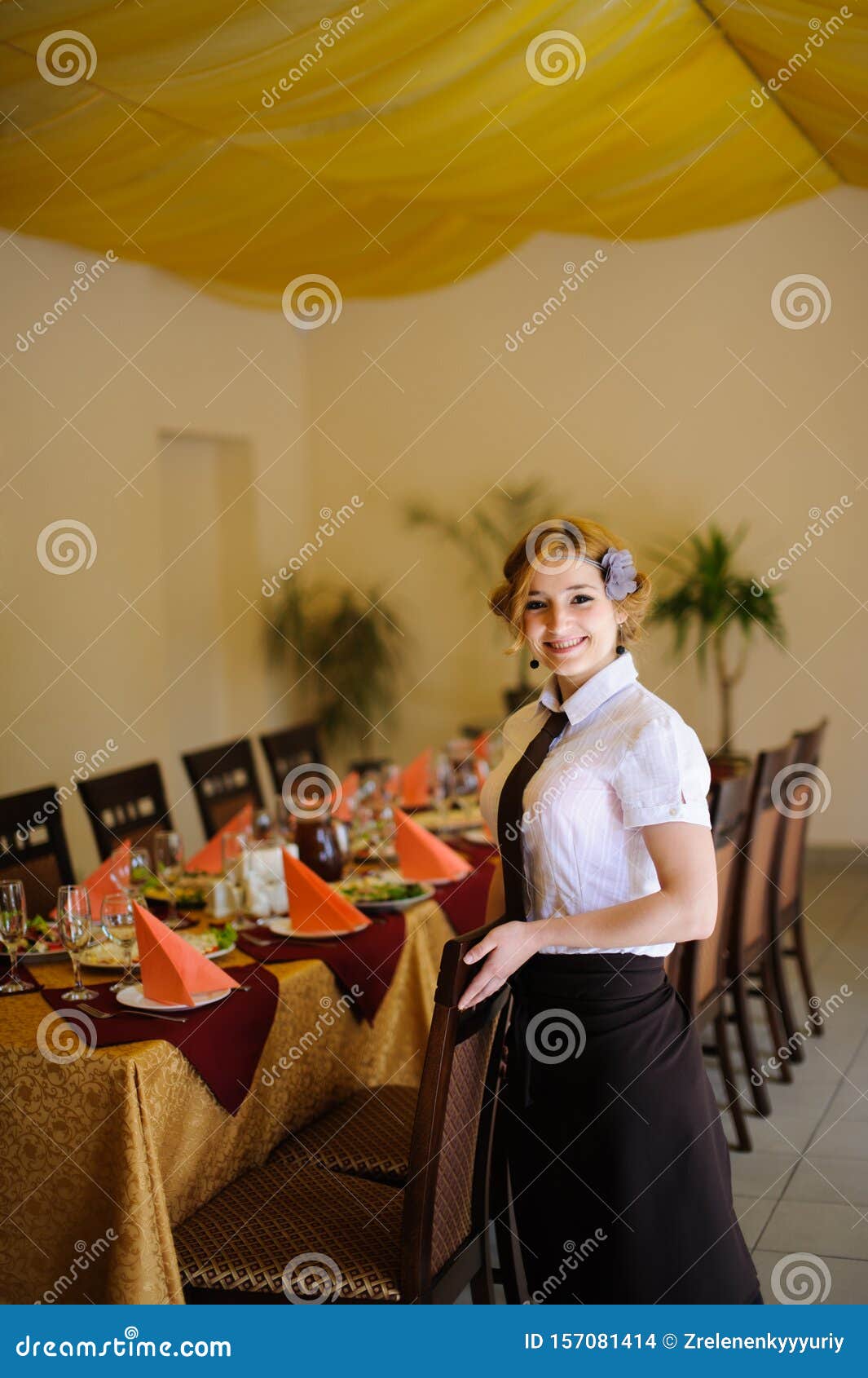 The Waiter in the Restaurant Stock Photo - Image of person, meal: 157081414