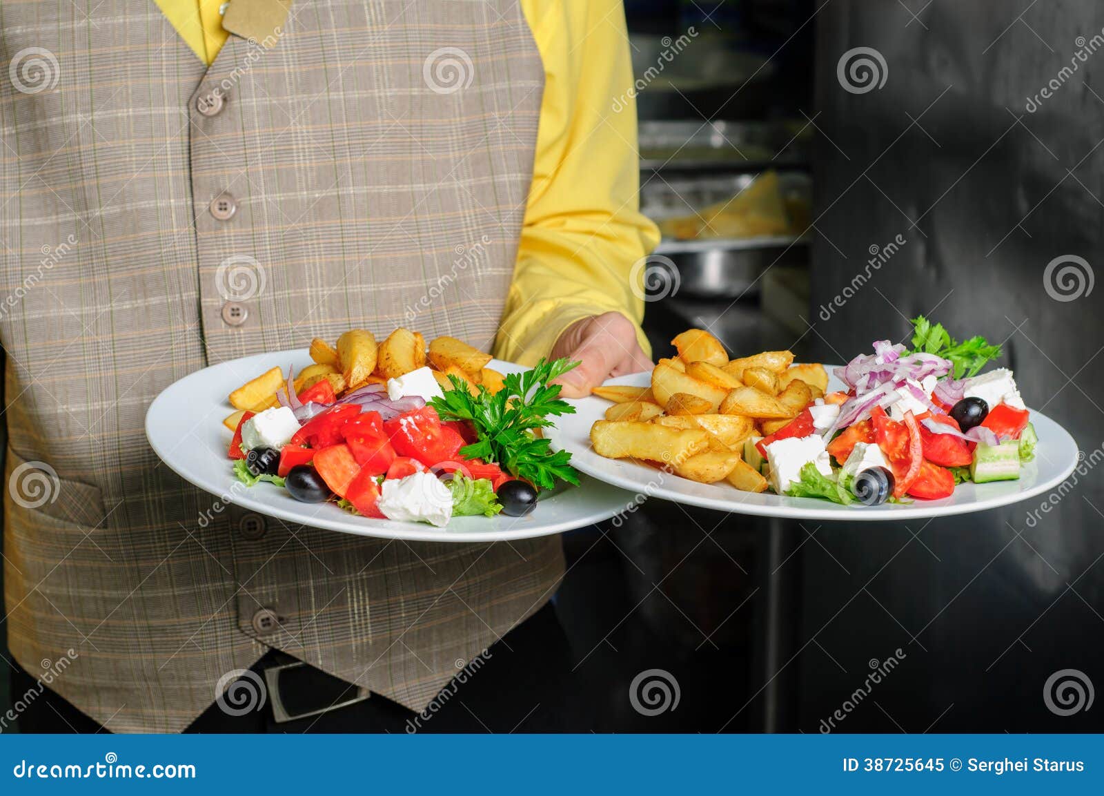 Waiter at Restaurant Kitchen Stock Image - Image of dishes, service ...
