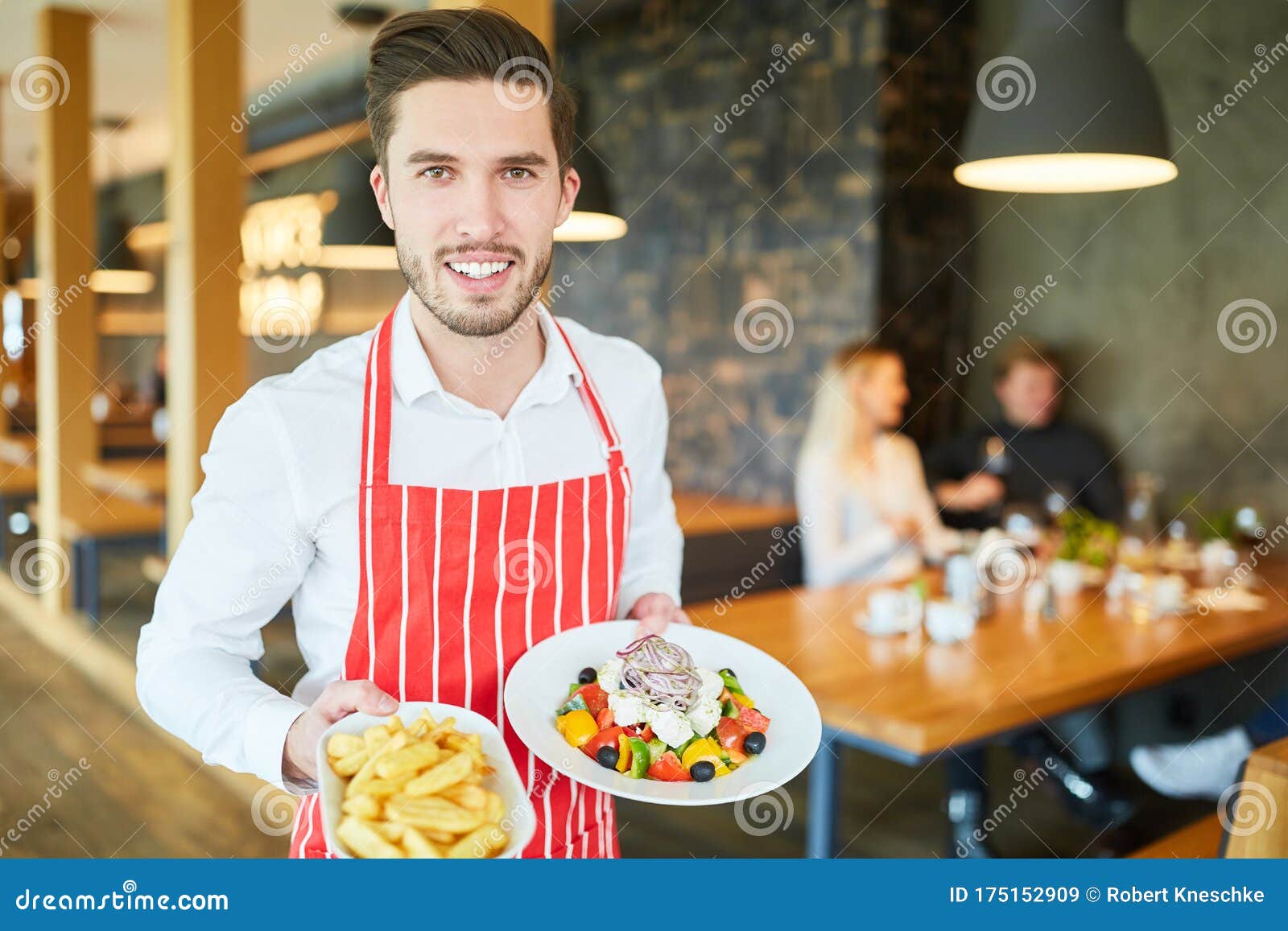 Waiter in the Restaurant Serves Appetizers Stock Image - Image of serve ...