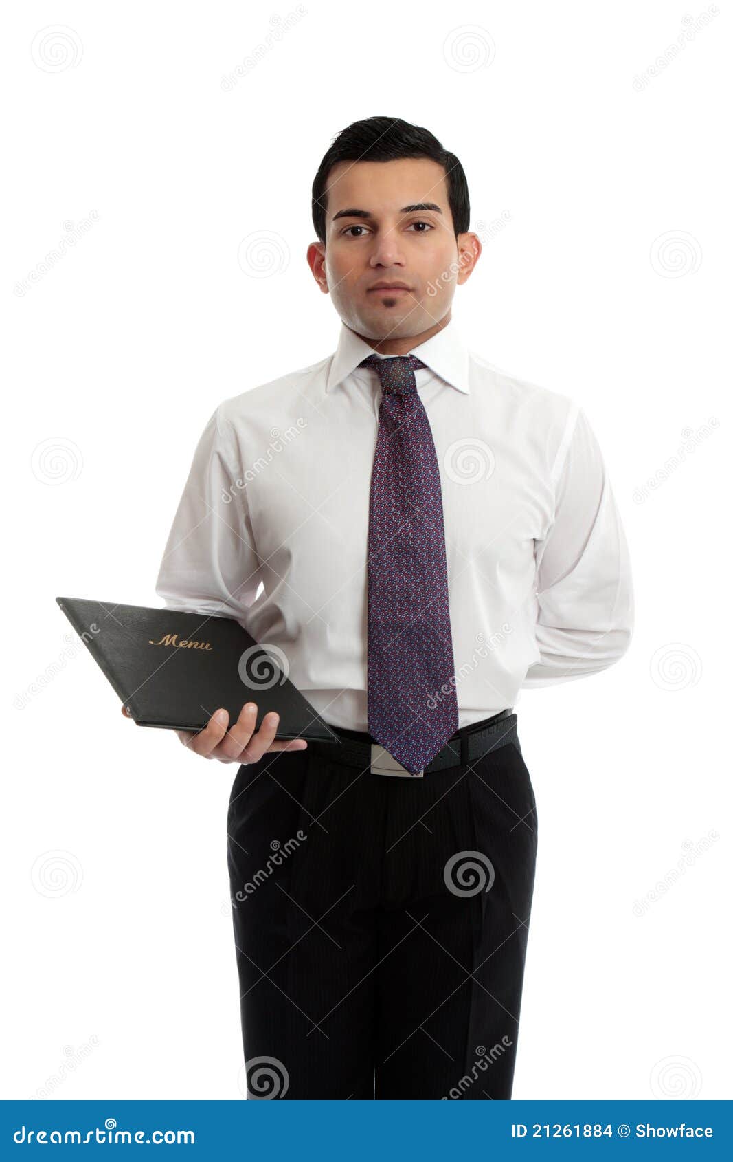Waiter or Restauranteur with a Menu Stock Photo - Image of showing ...