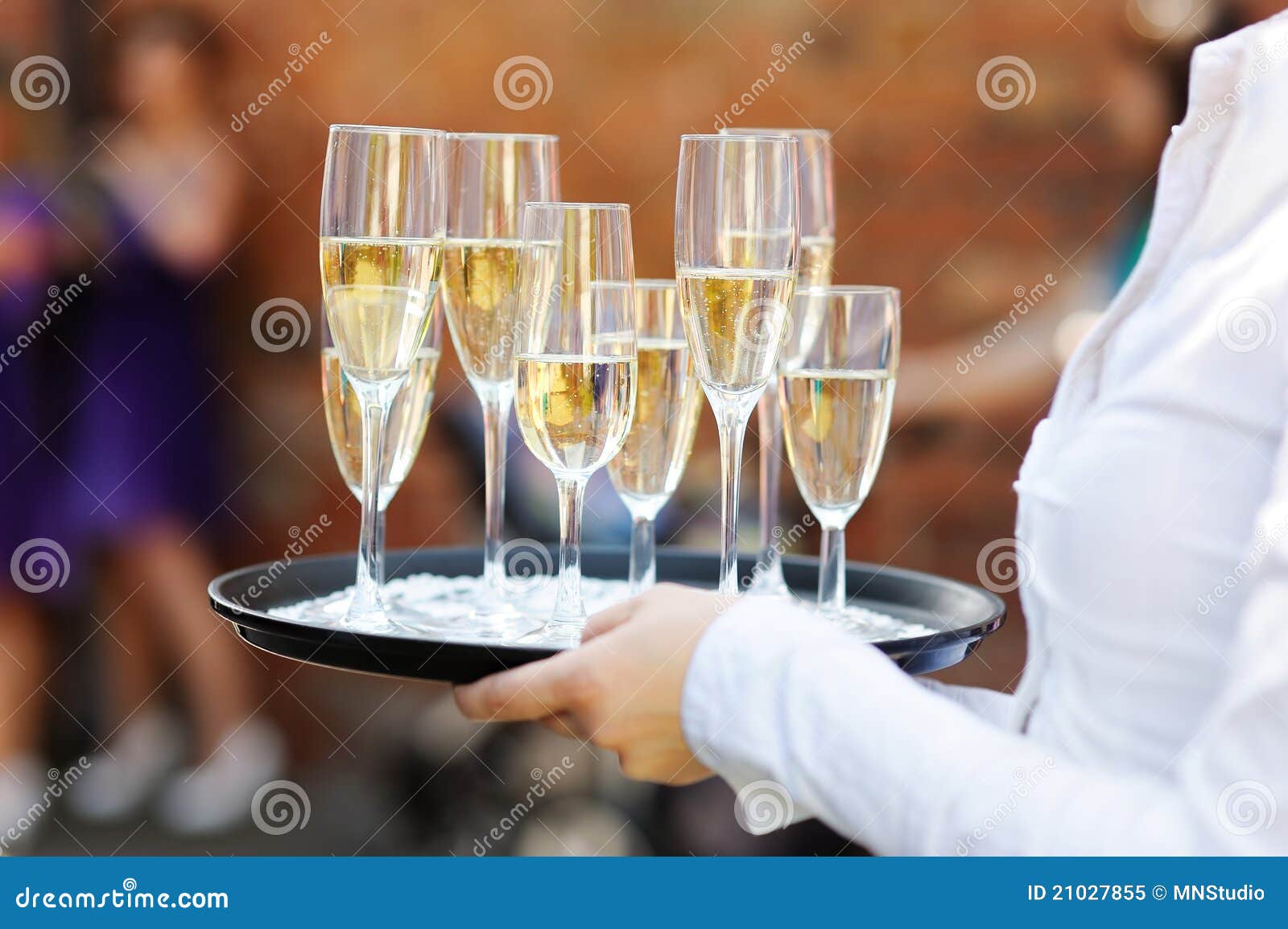 Waiter serving champagne stock image. Image of menu, filled - 21027855