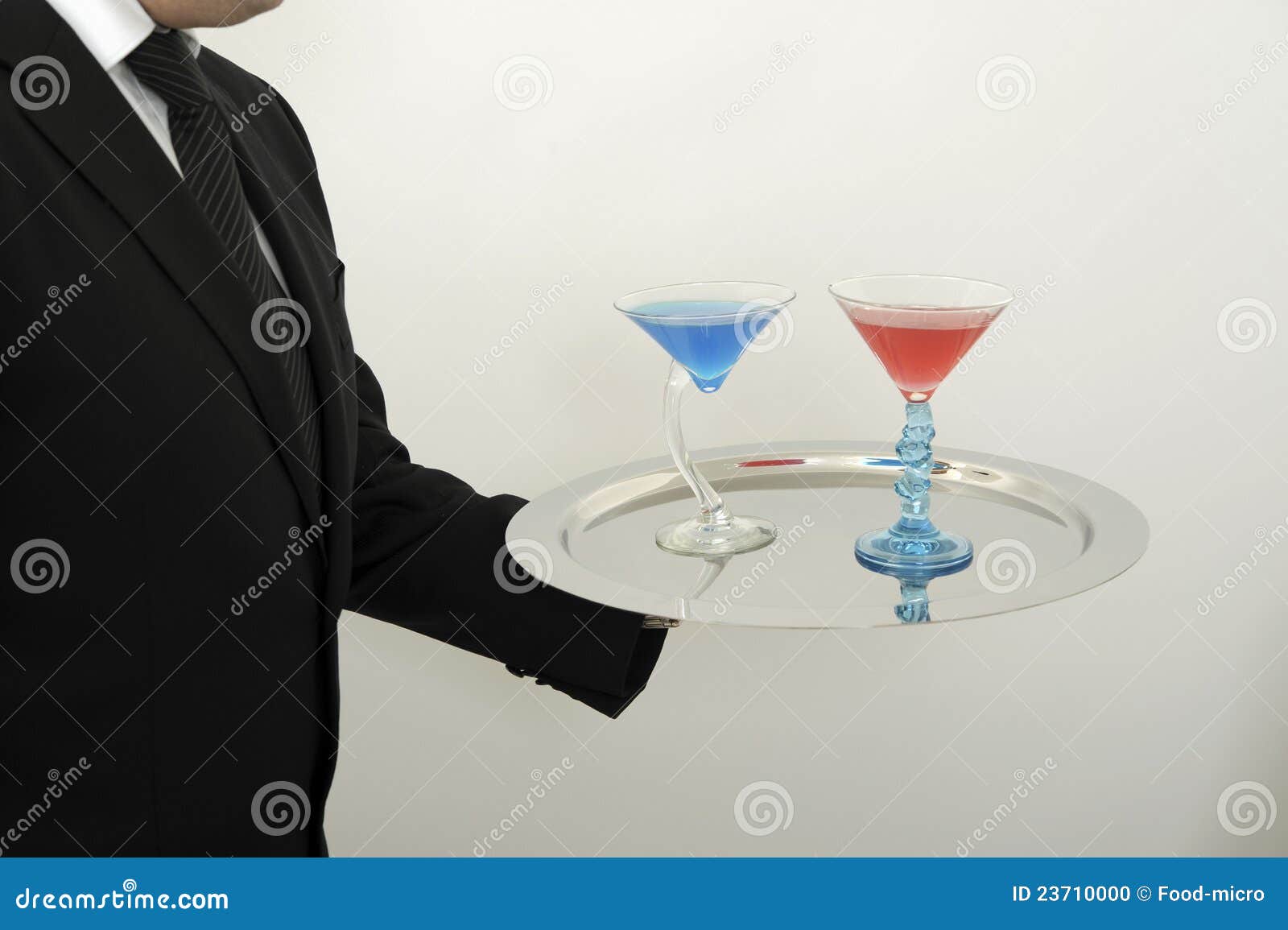 Waiter Serving Cocktails on a Tray Stock Photo - Image of drink ...