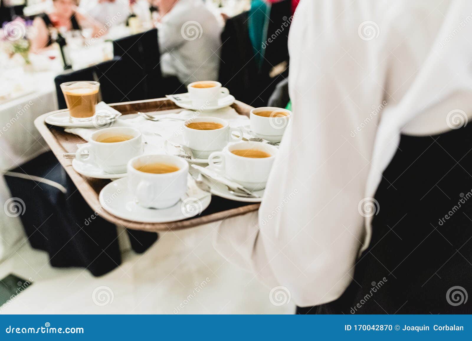 Waiter Serving Coffee during an Event in Cups Stock Photo - Image of ...