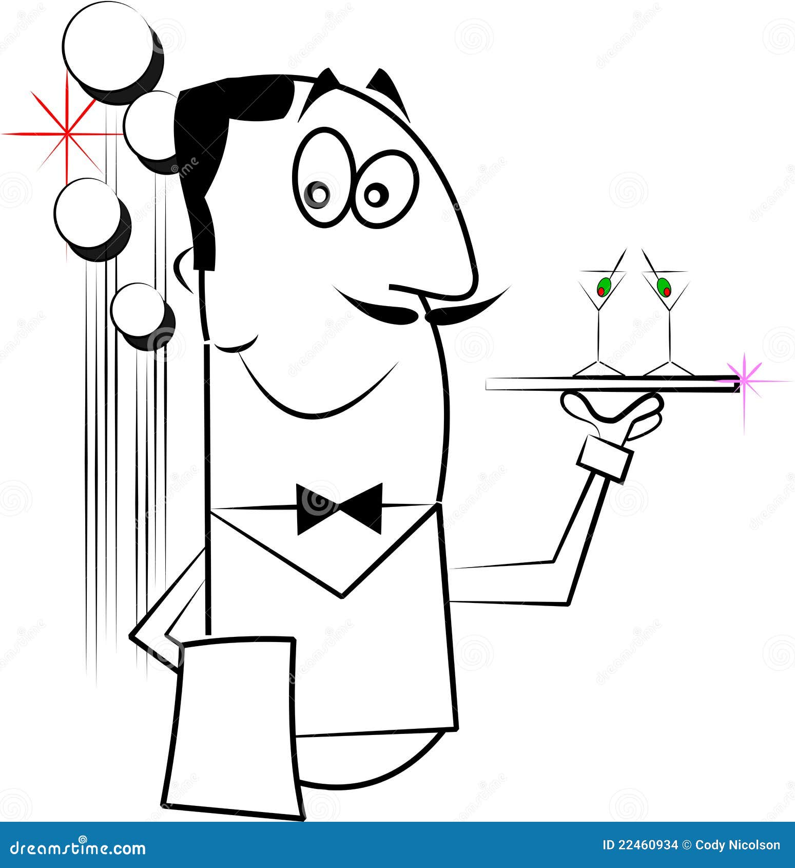 Waiter serving drinks stock vector. Illustration of glass - 22460934